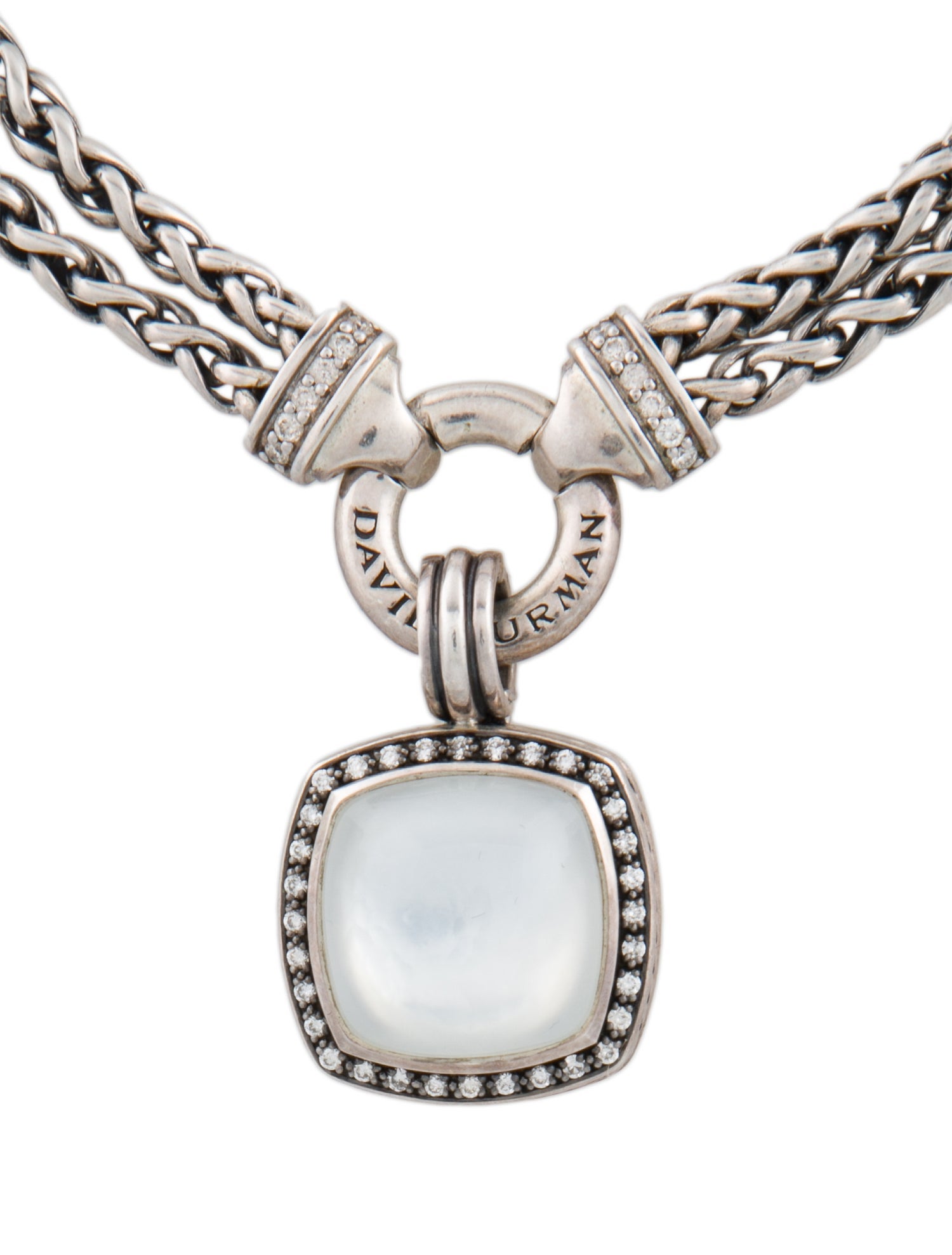 David Yurman Quartz & Diamond Double Wheat Chain Pendant Necklace ...
