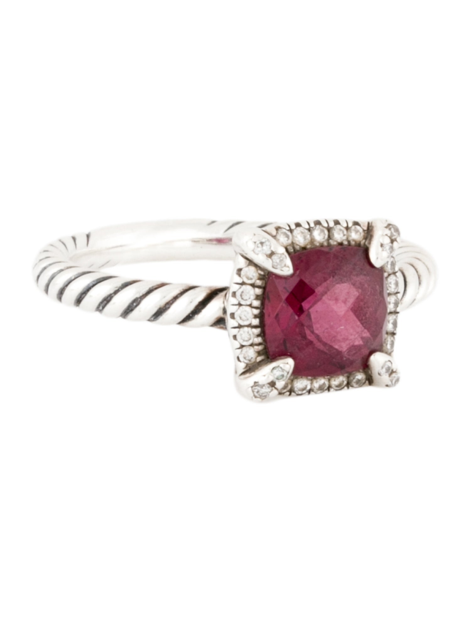 David Yurman Garnet & Diamond Petite Chatelaine® Pavé Bezel Ring ...