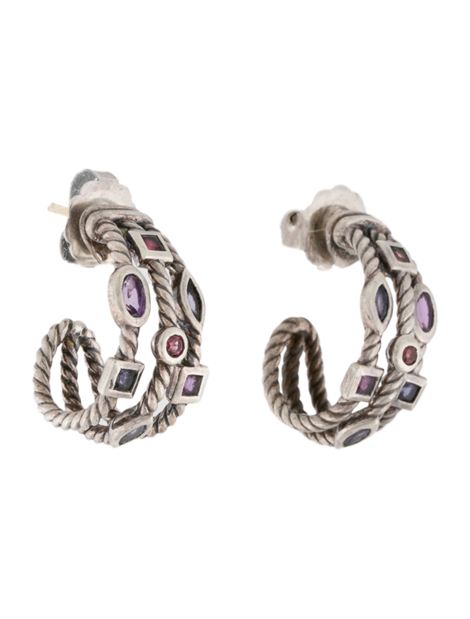 David Yurman Multi-Stone Confetti Hoops - 18K Yellow Gold Hoop ...