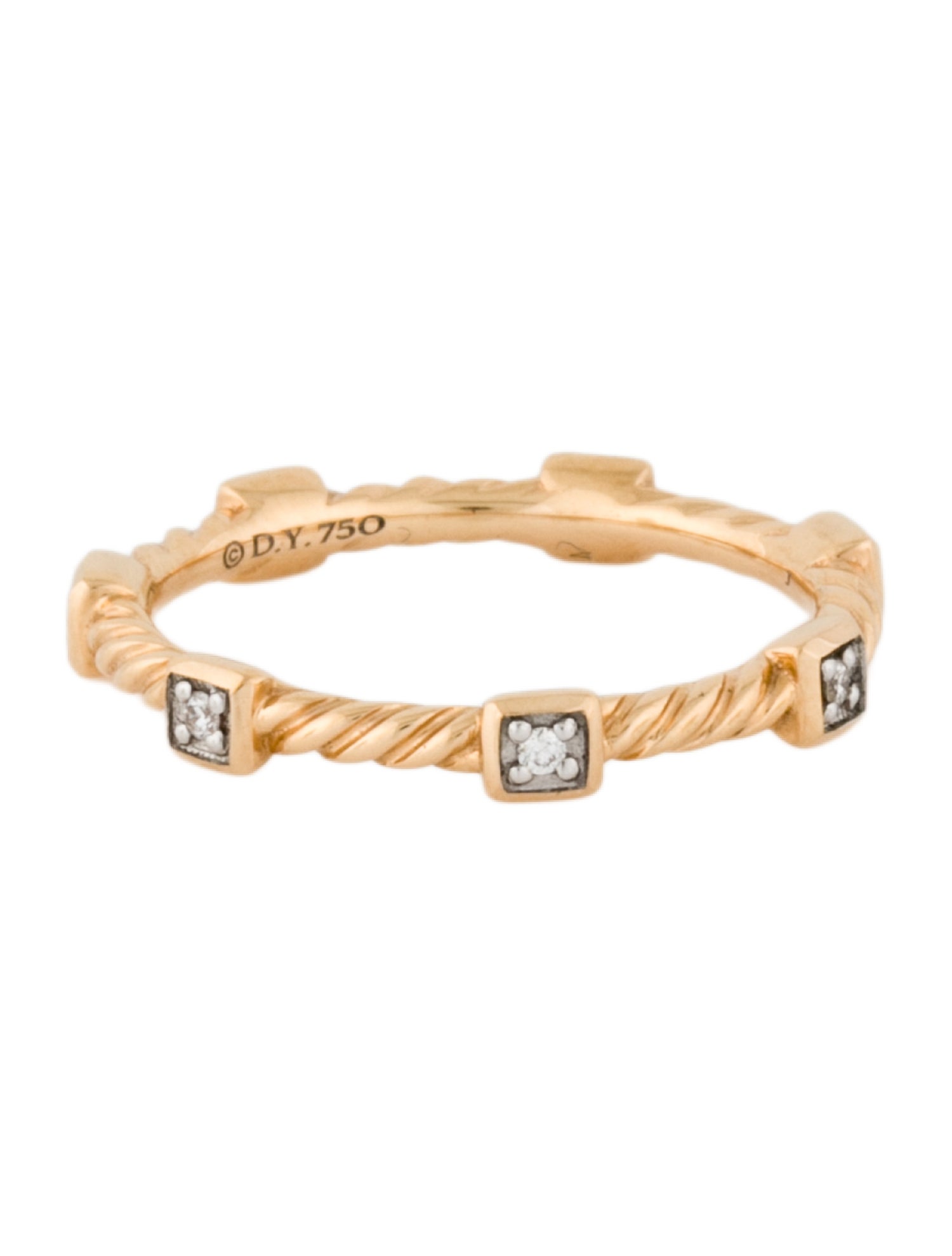 David Yurman 18K Diamond Cable Collectibles® Stations Stack Ring - 18K ...