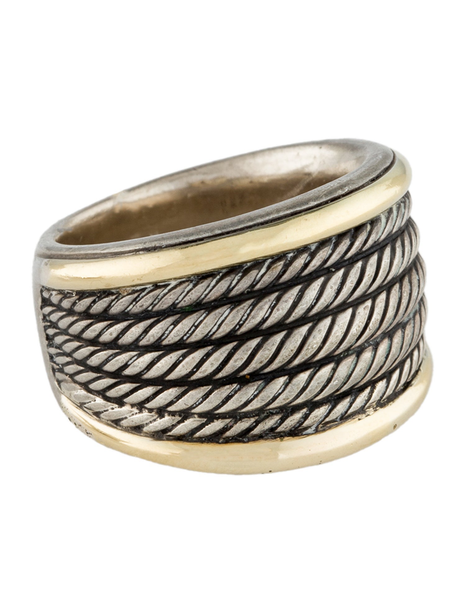 David Yurman Two-Tone Cable Ring - 18K Yellow Gold Band, Rings ...