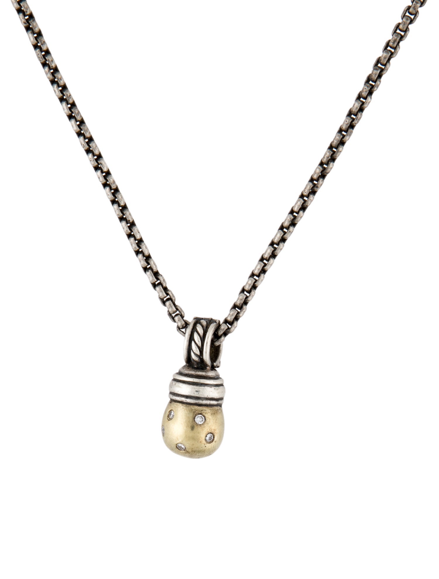 David Yurman Diamond Acorn Pendant Necklace - 14K Yellow Gold Pendant ...