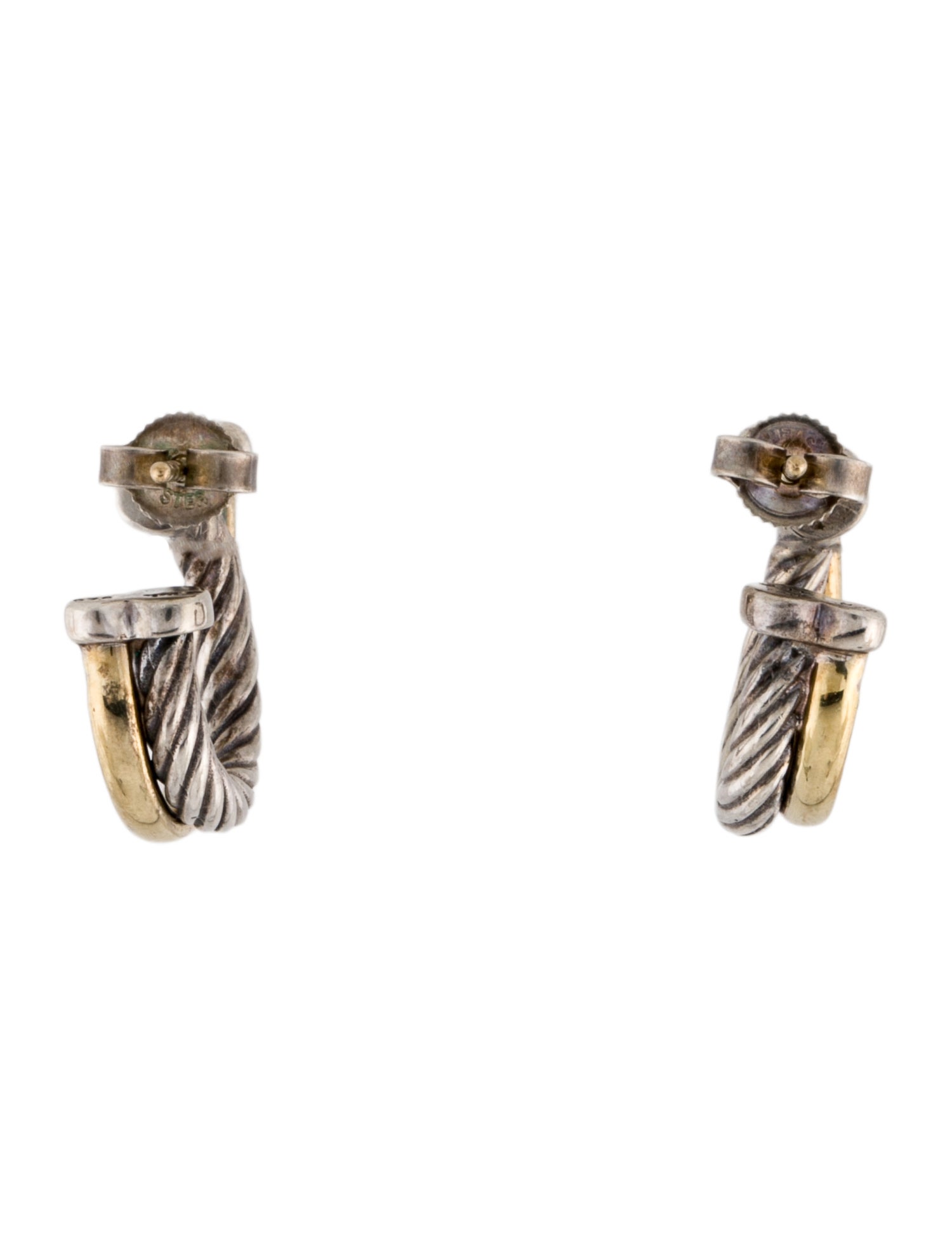 David Yurman Two-Tone Crossover Hoop Earrings - Hoop, Earrings ...