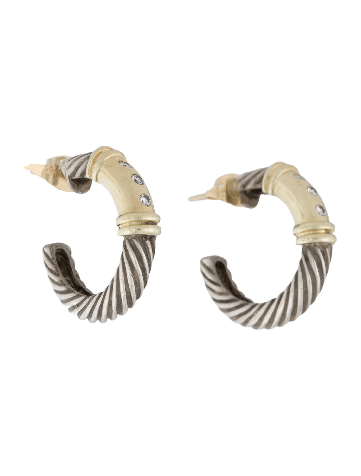 David Yurman Diamond Metro Hoops - 14K Yellow Gold Hoop, Earrings ...