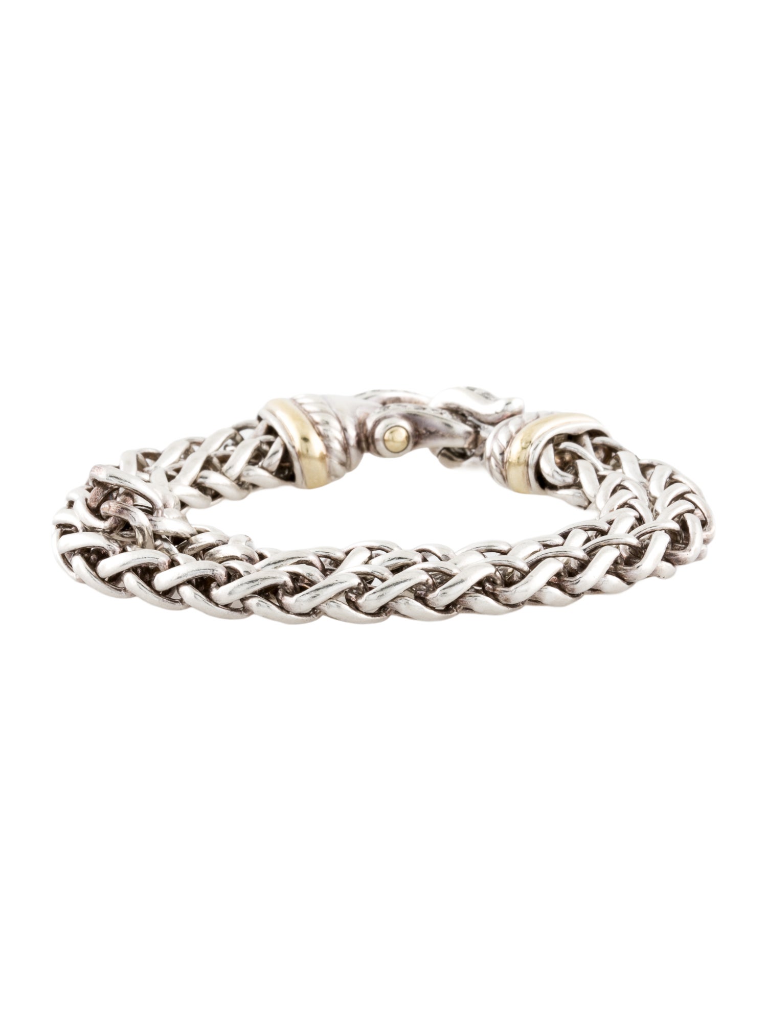 David Yurman Diamond Buckle Double Wheat Chain Bracelet - 18K Yellow ...