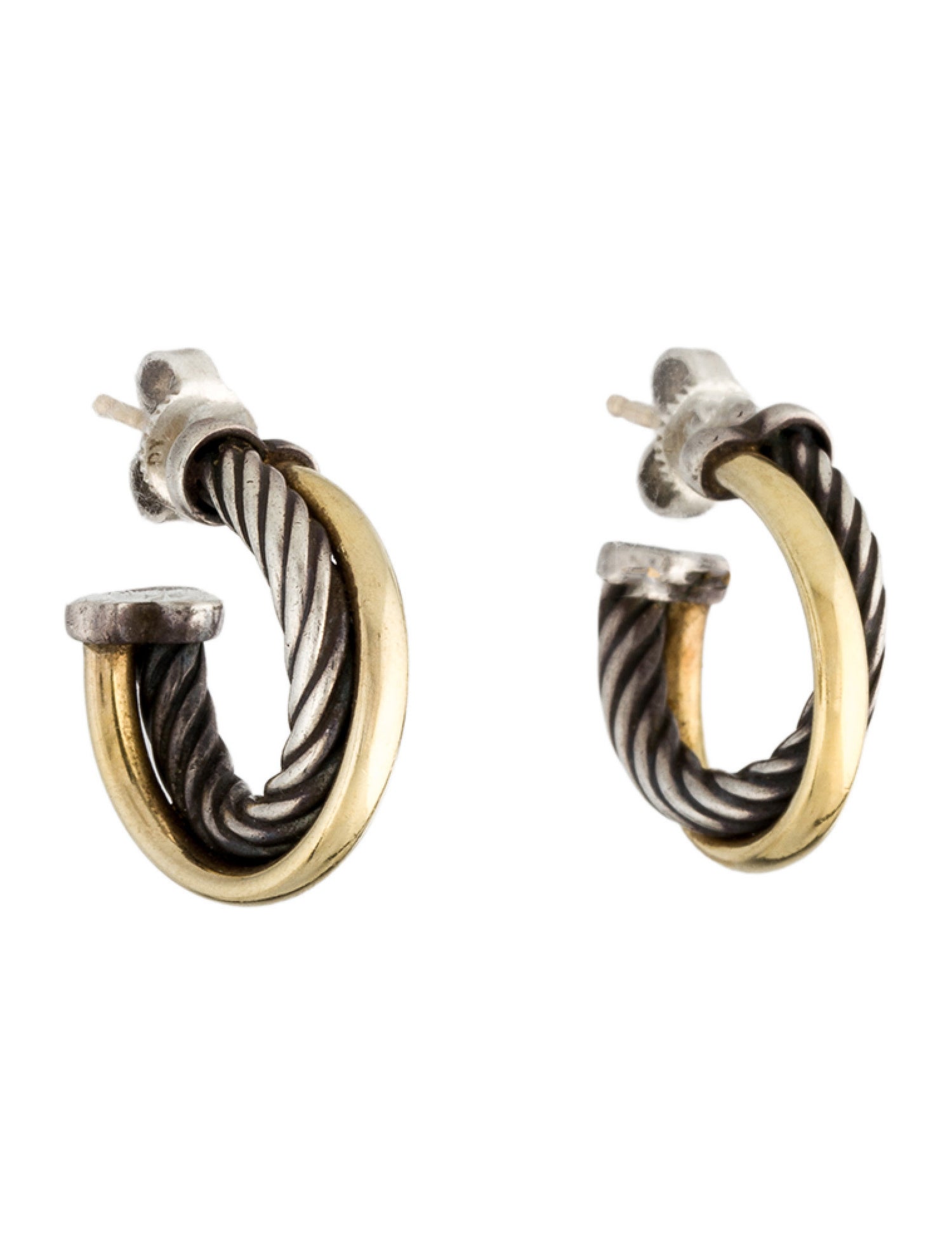 David Yurman Two-Tone Crossover Hoops - 18K Yellow Gold Hoop, Earrings ...