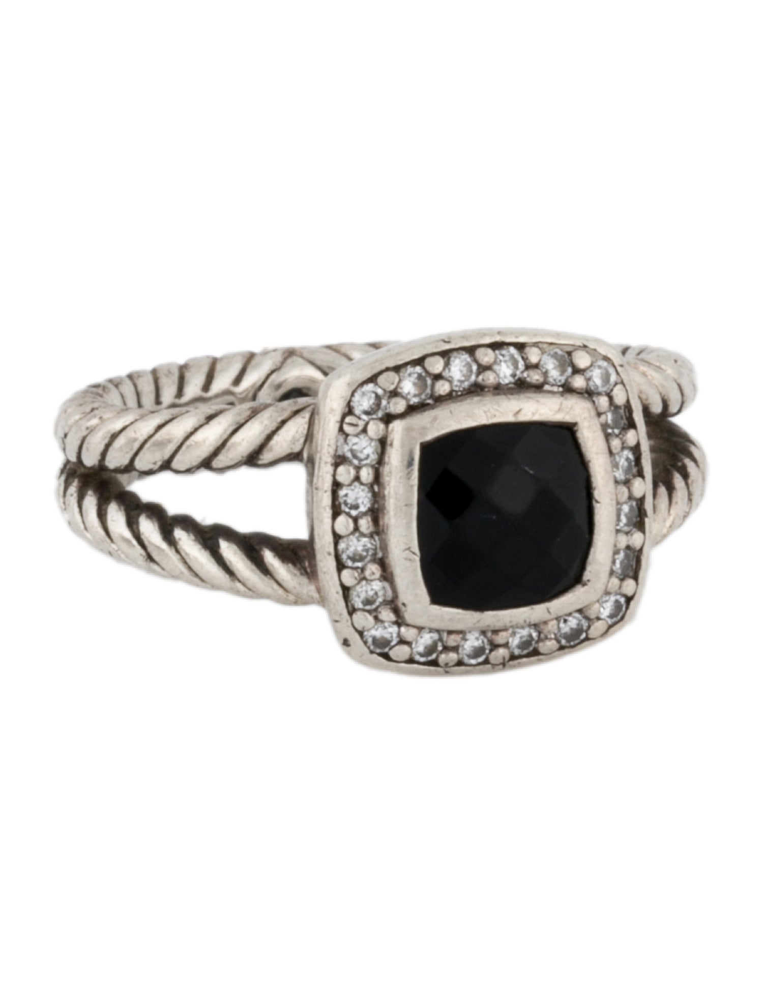 David Yurman Onyx & Diamond Petite Albion® Ring - Sterling Silver ...
