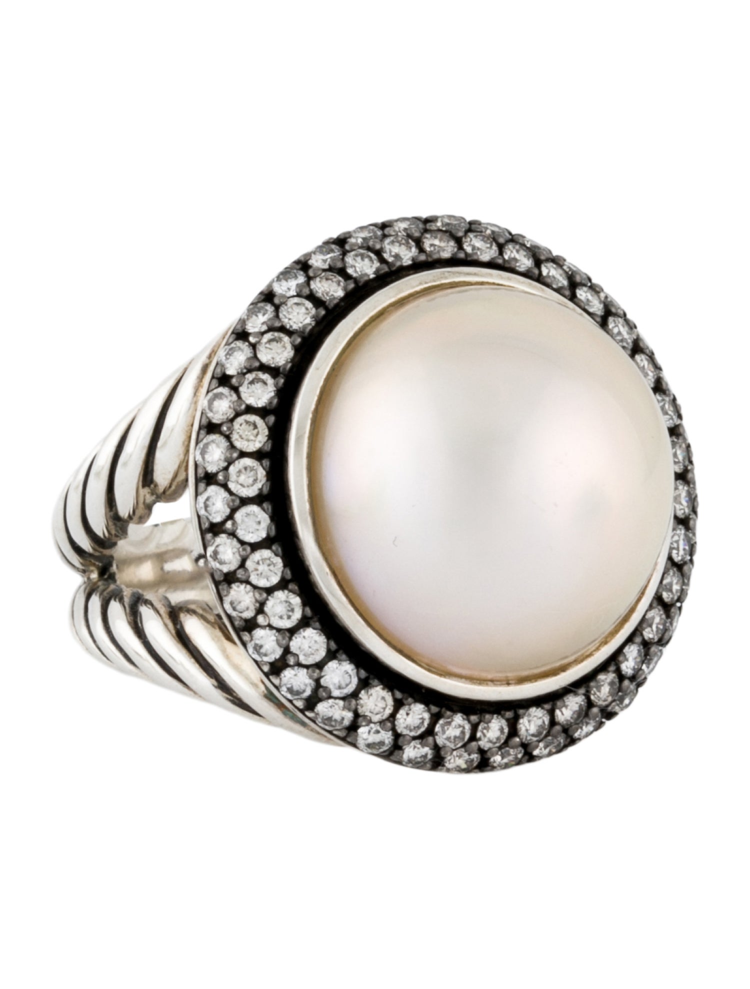 David Yurman Mabé Pearl & Diamond Cerise Cocktail Ring - Sterling ...
