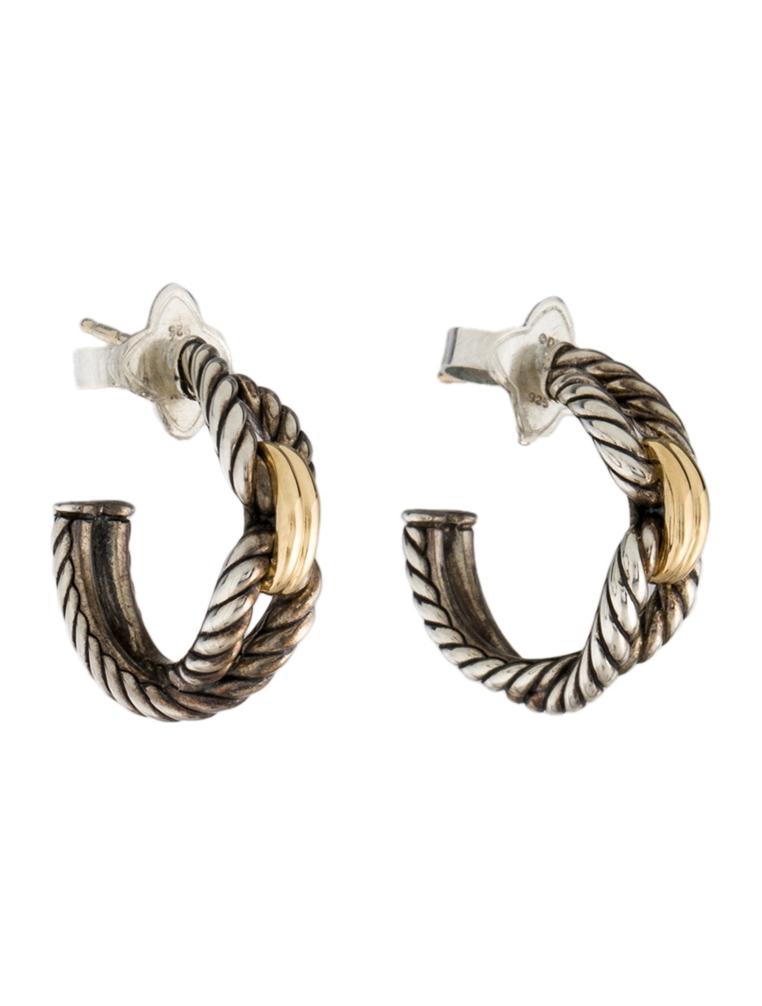 David Yurman Two-Tone Cable Crossover X Hoop Earrings - 18K Yellow Gold ...