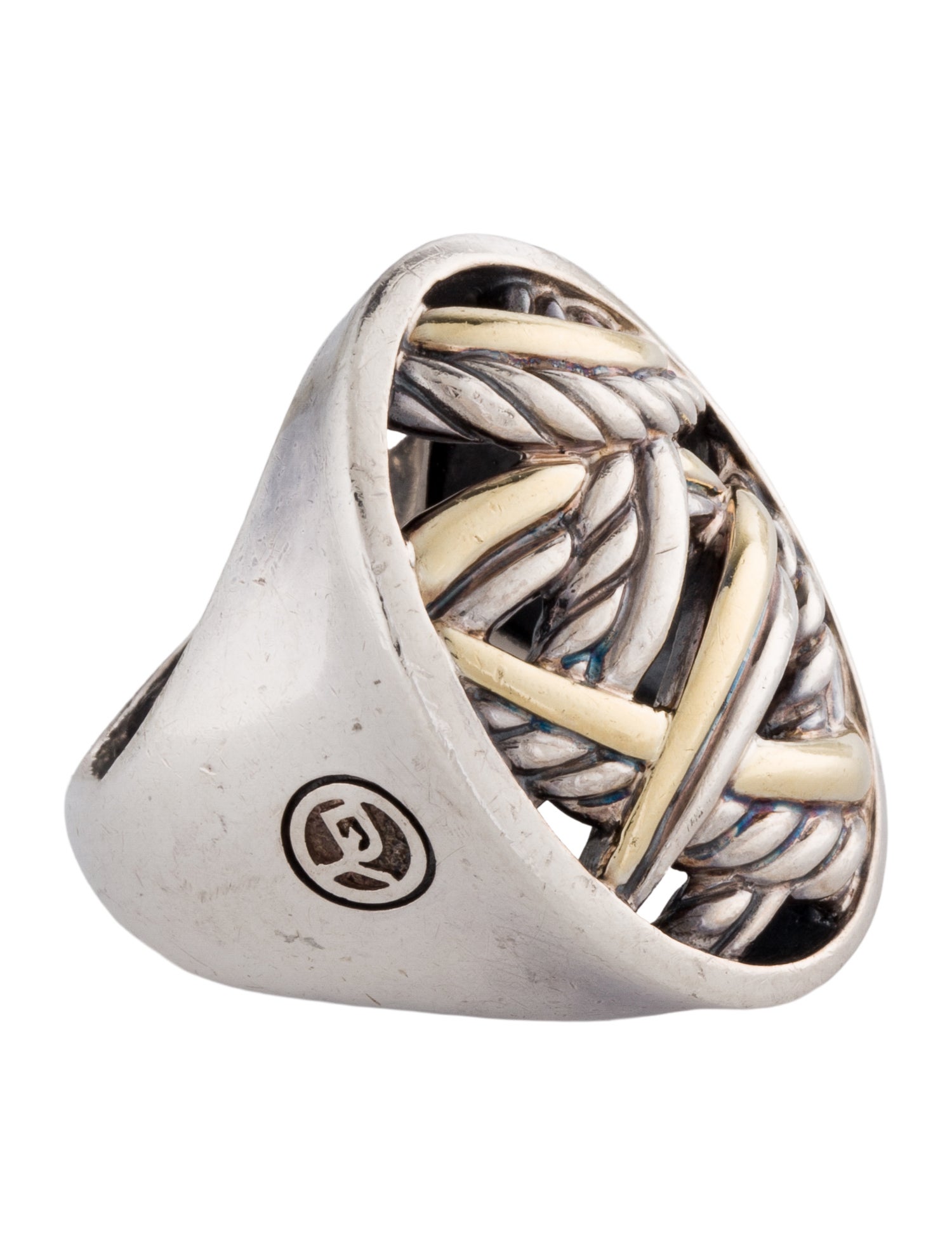 David Yurman Two-Tone Papyrus Ring - 18K Yellow Gold Cocktail Ring ...