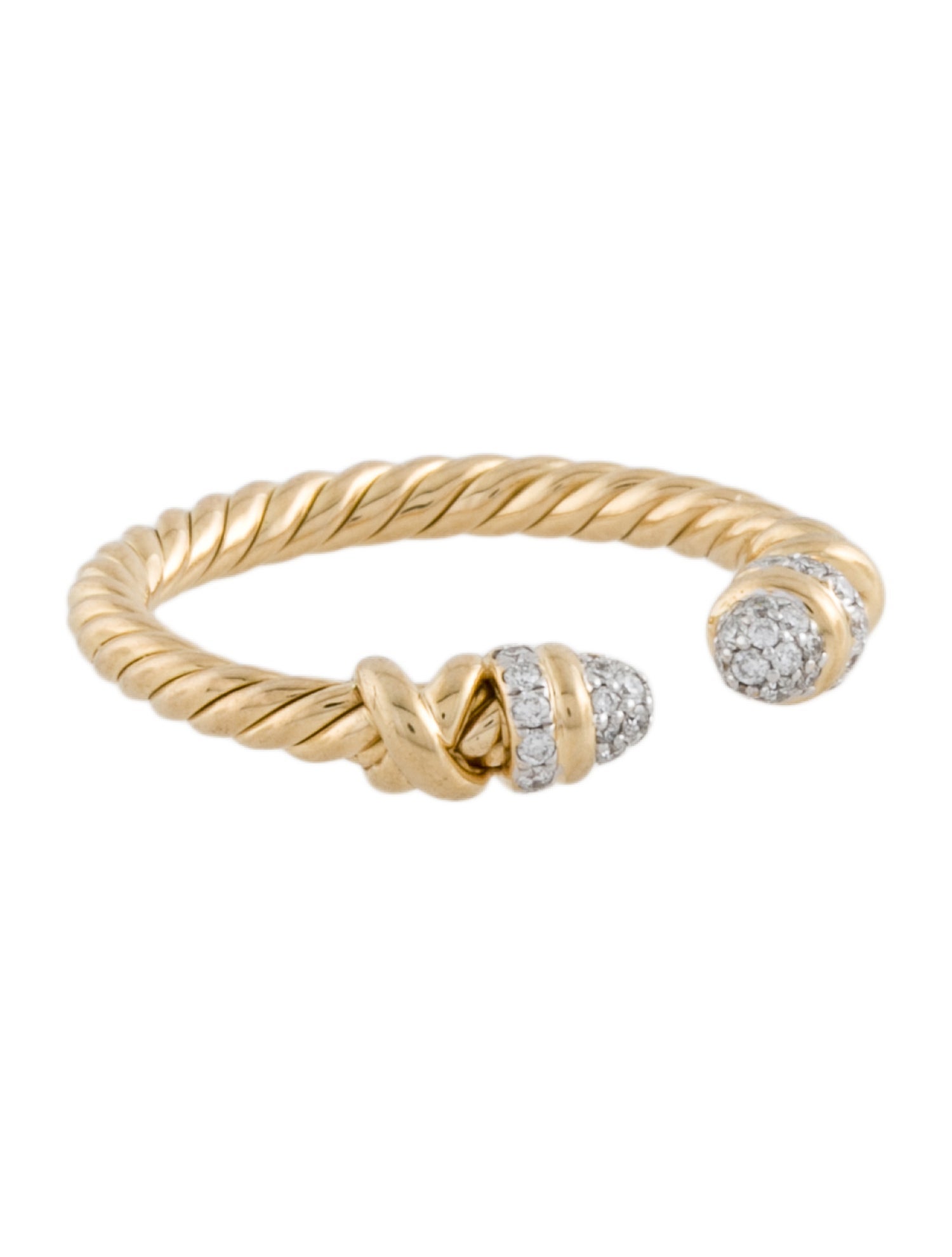 David Yurman 18K Diamond Petite Helena Open Ring - 18K Yellow Gold Band ...