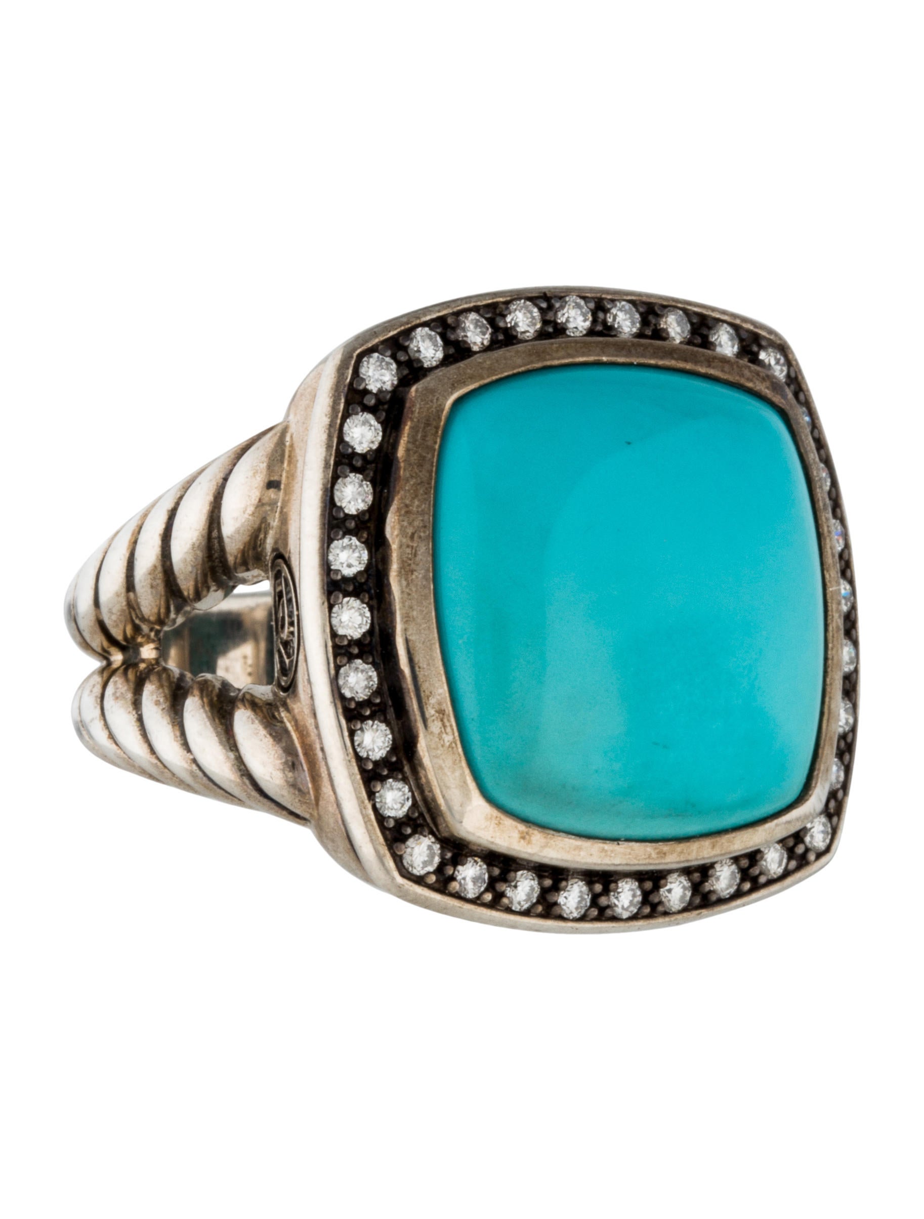 David Yurman Turquoise and Diamond Albion Ring - Rings - DVY30005 | The ...