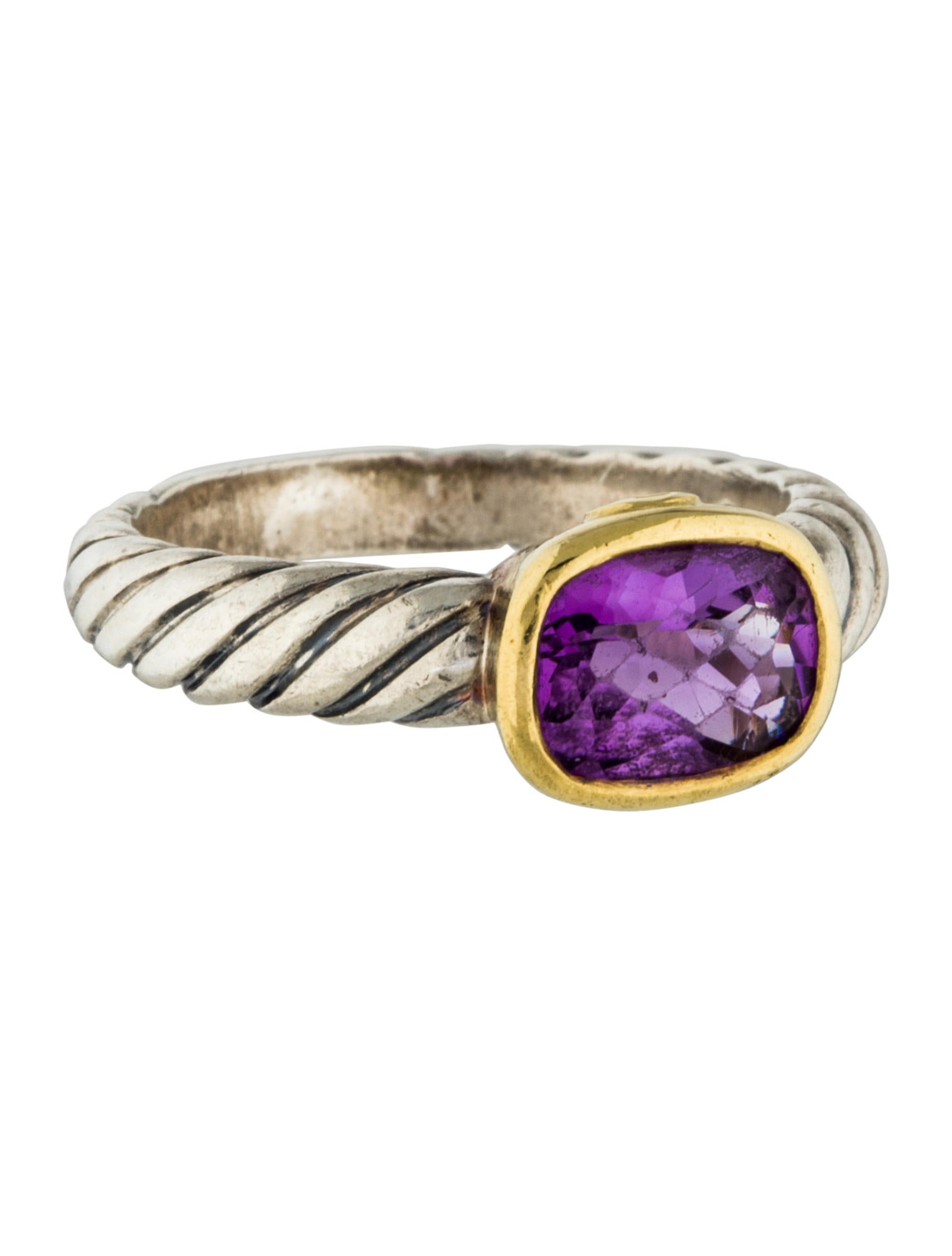 David Yurman Two-Tone Amethyst Noblesse Ring - Rings - DVY39018 | The ...