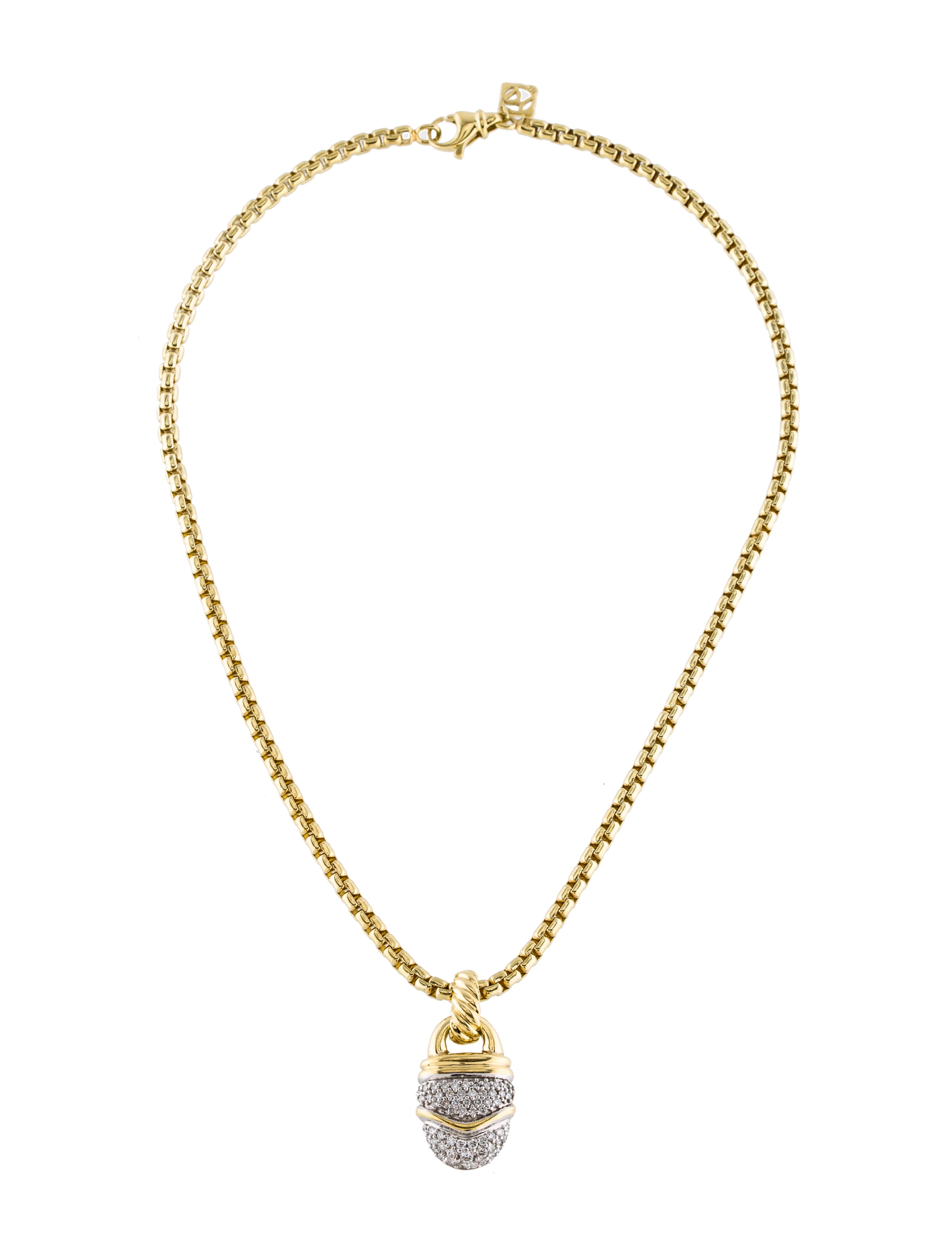 David Yurman 18K Diamond Acorn Pendant Necklace - Necklaces - DVY40104 ...
