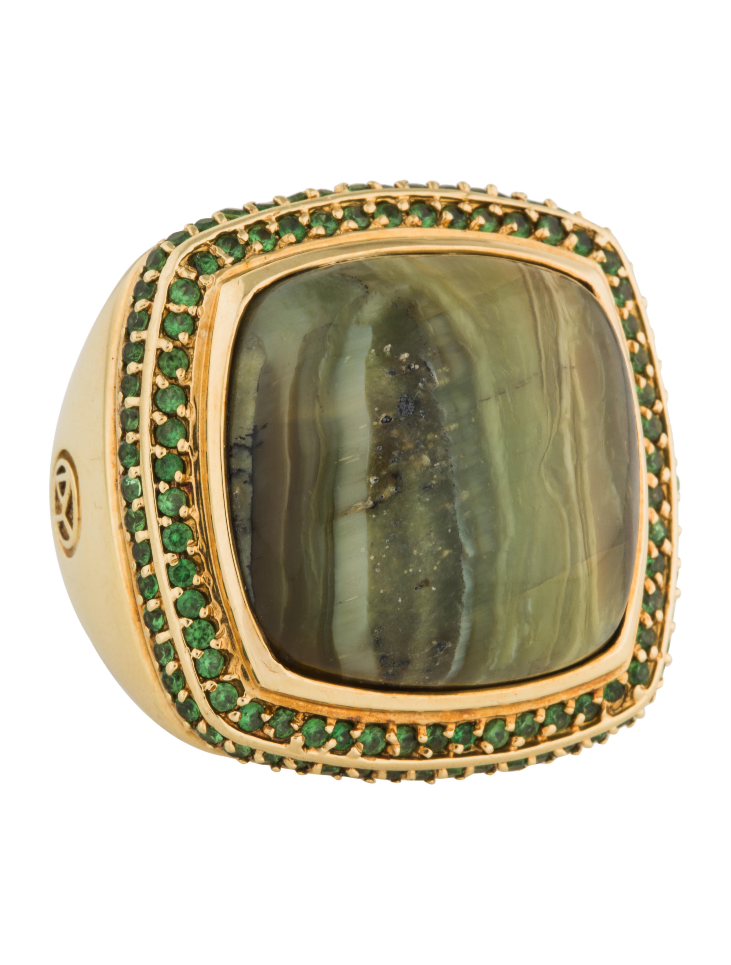 David Yurman 18K Agate & Tsavorite Garnet Ring - Rings - DVY40272 | The ...