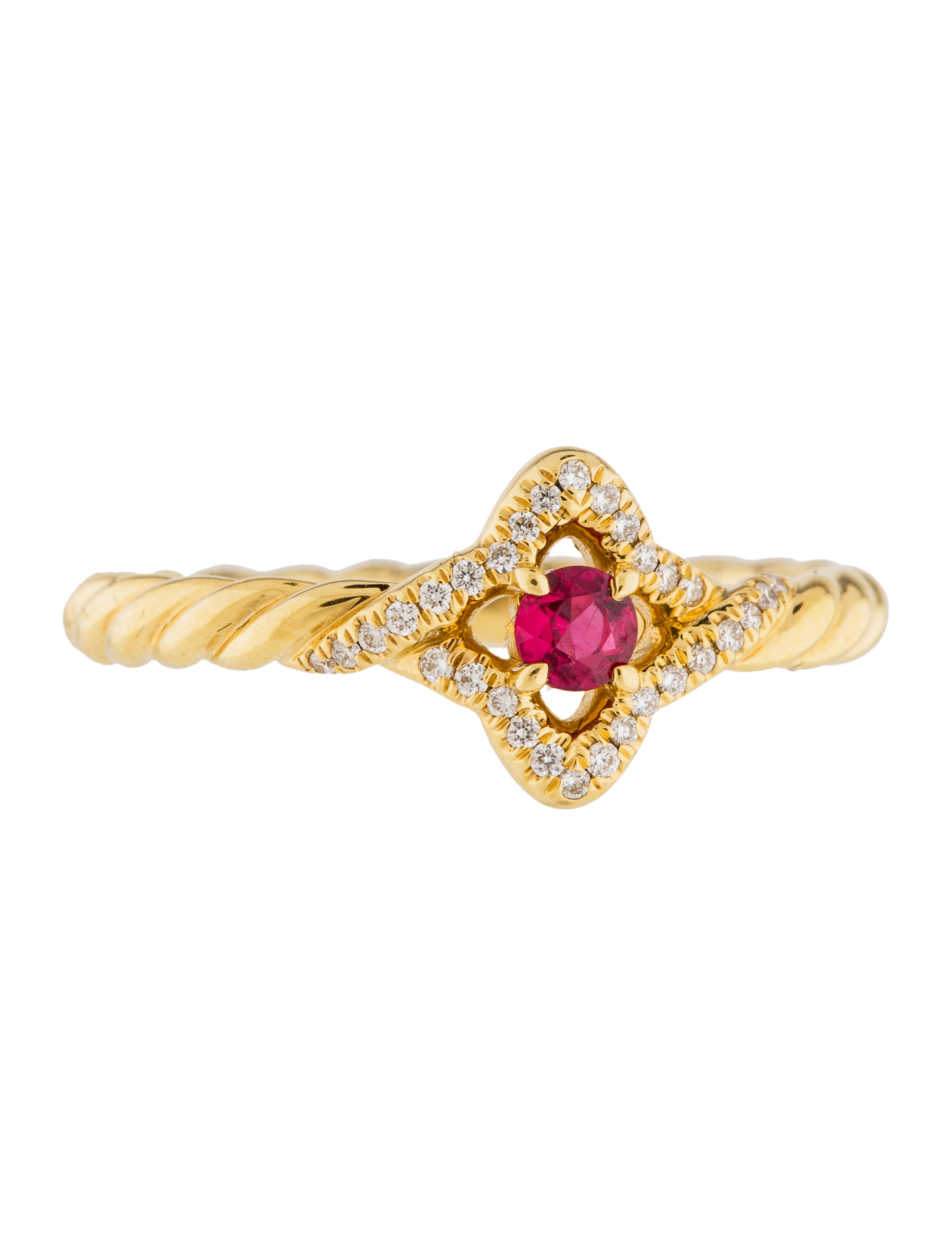 David Yurman 18K Ruby & Diamond Venetian Quatrefoil Ring - 18K Yellow ...