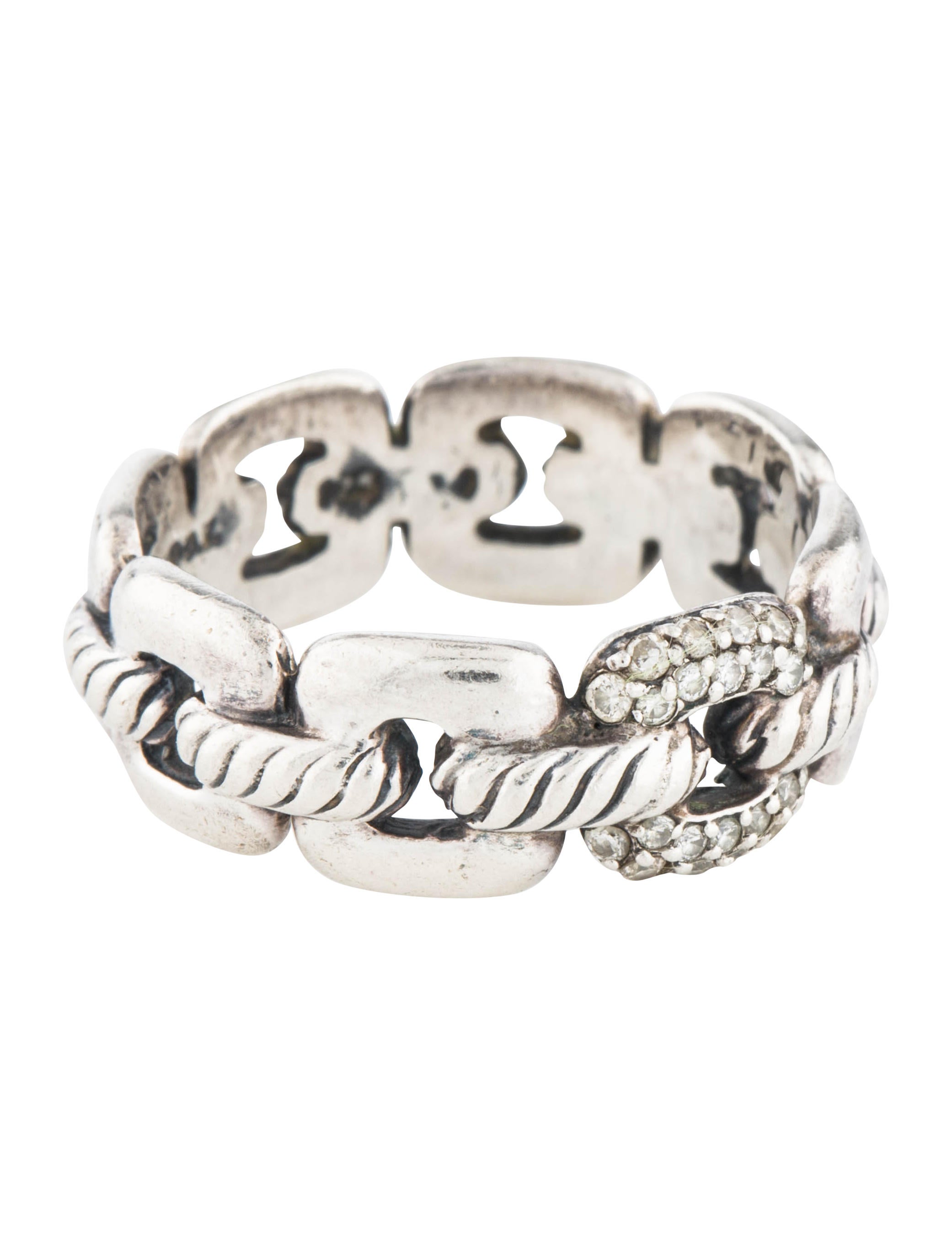 David Yurman Diamond Wesley Link Ring - Rings - DVY51290 | The RealReal