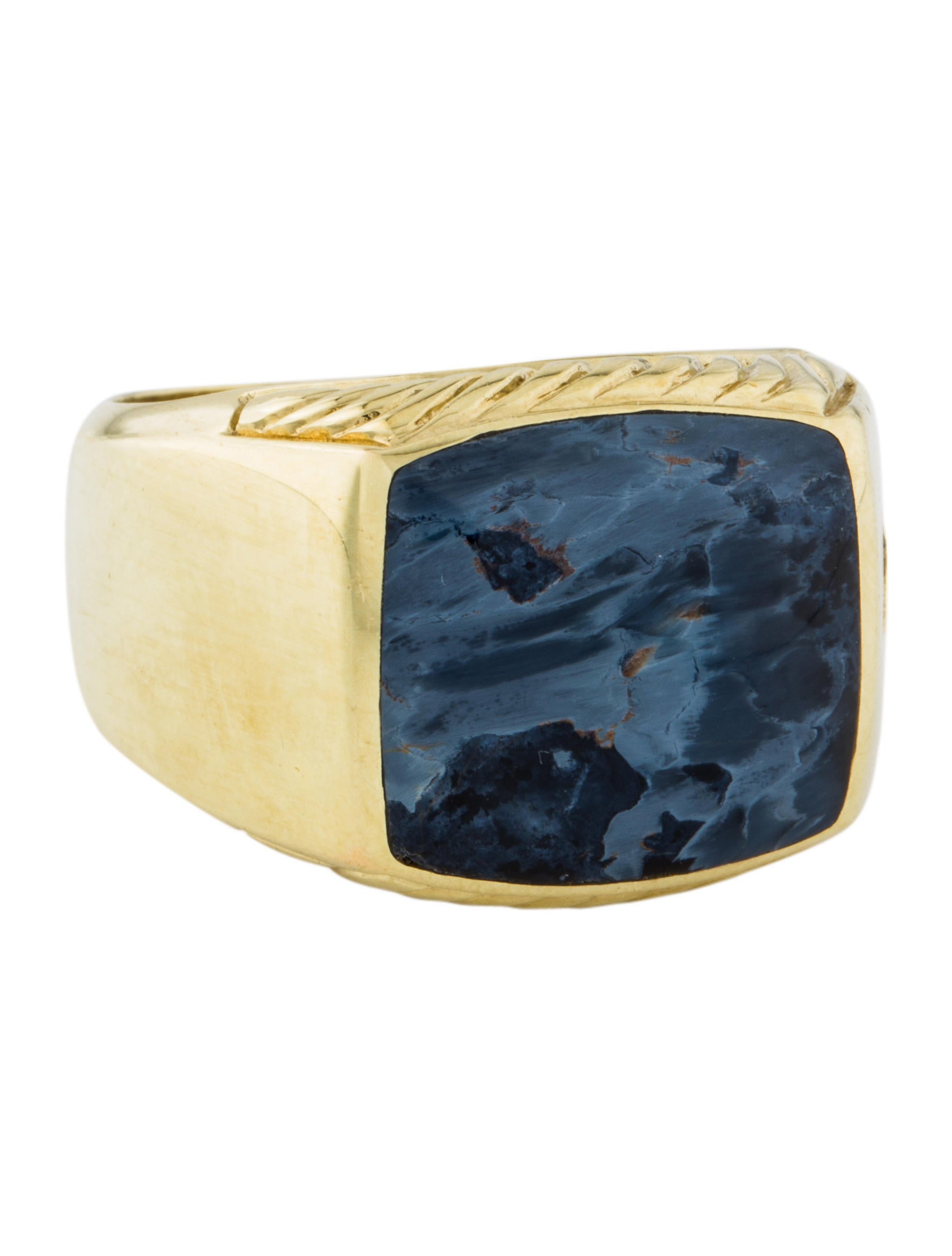 David Yurman 18K Cable Classic Pietersite Signet Ring - 18K Yellow Gold ...