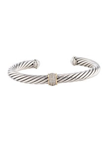 David Yurman 14K Double Cable X Cuff Bracelet - Bracelets - DVY41578 ...