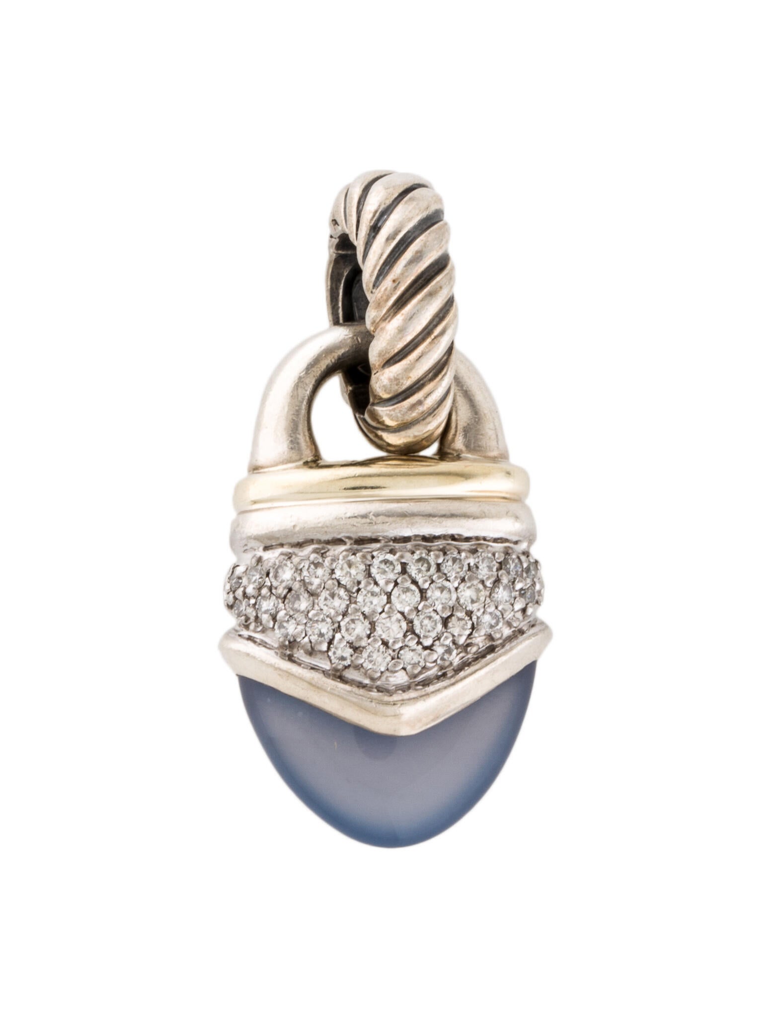 David Yurman Dyed Chalcedony & Diamond Acorn Pendant - 18K Yellow Gold ...