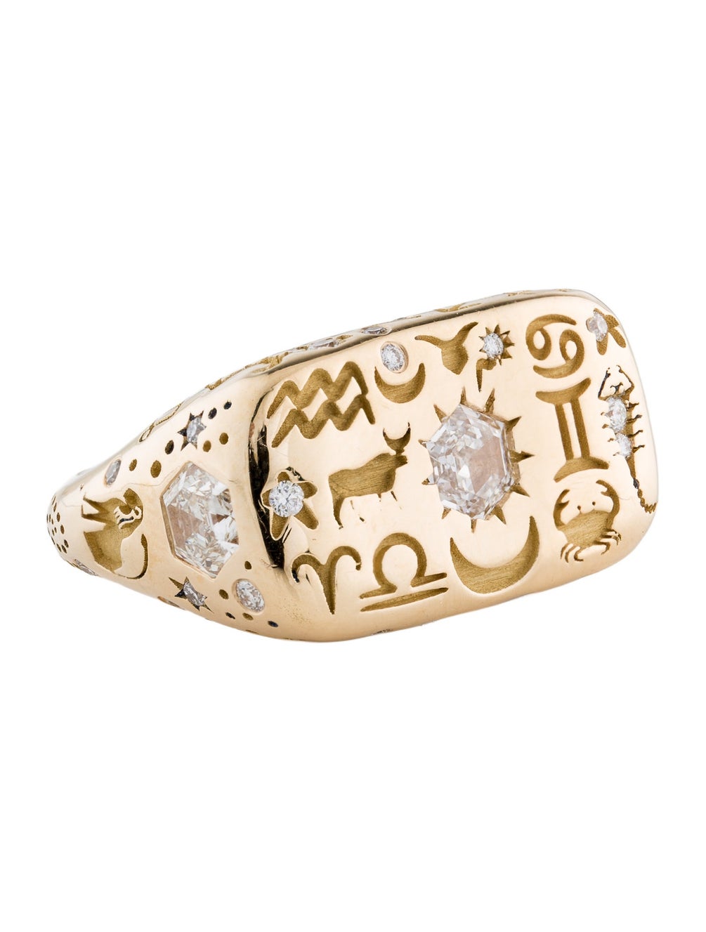 Dyne 18K Diamond Loverglyphs Leo Zodiac Signet Ring - Signet Ring ...