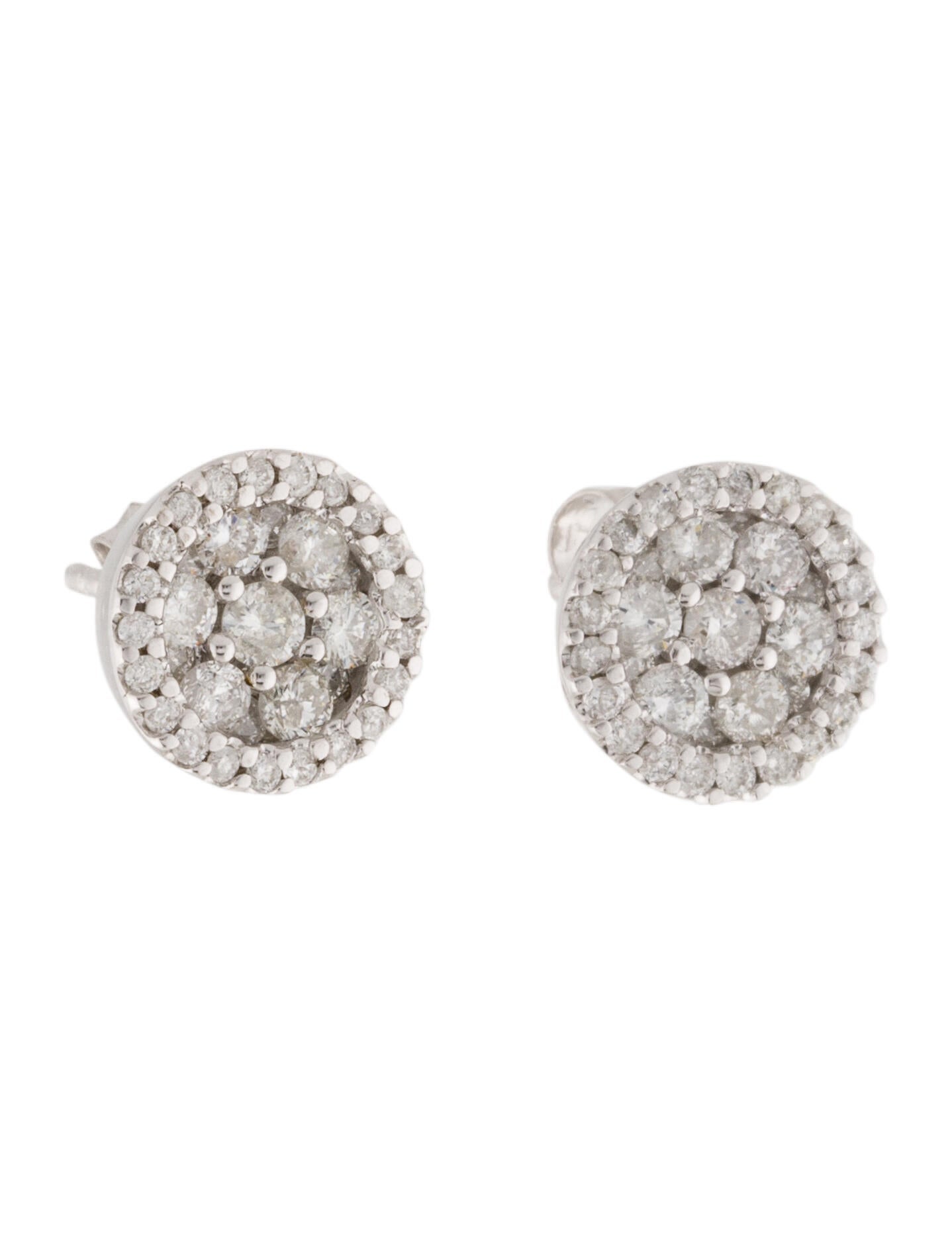 Earrings 14K Diamond Stud Earrings - Rhodium-Plated 14K White Gold Stud ...