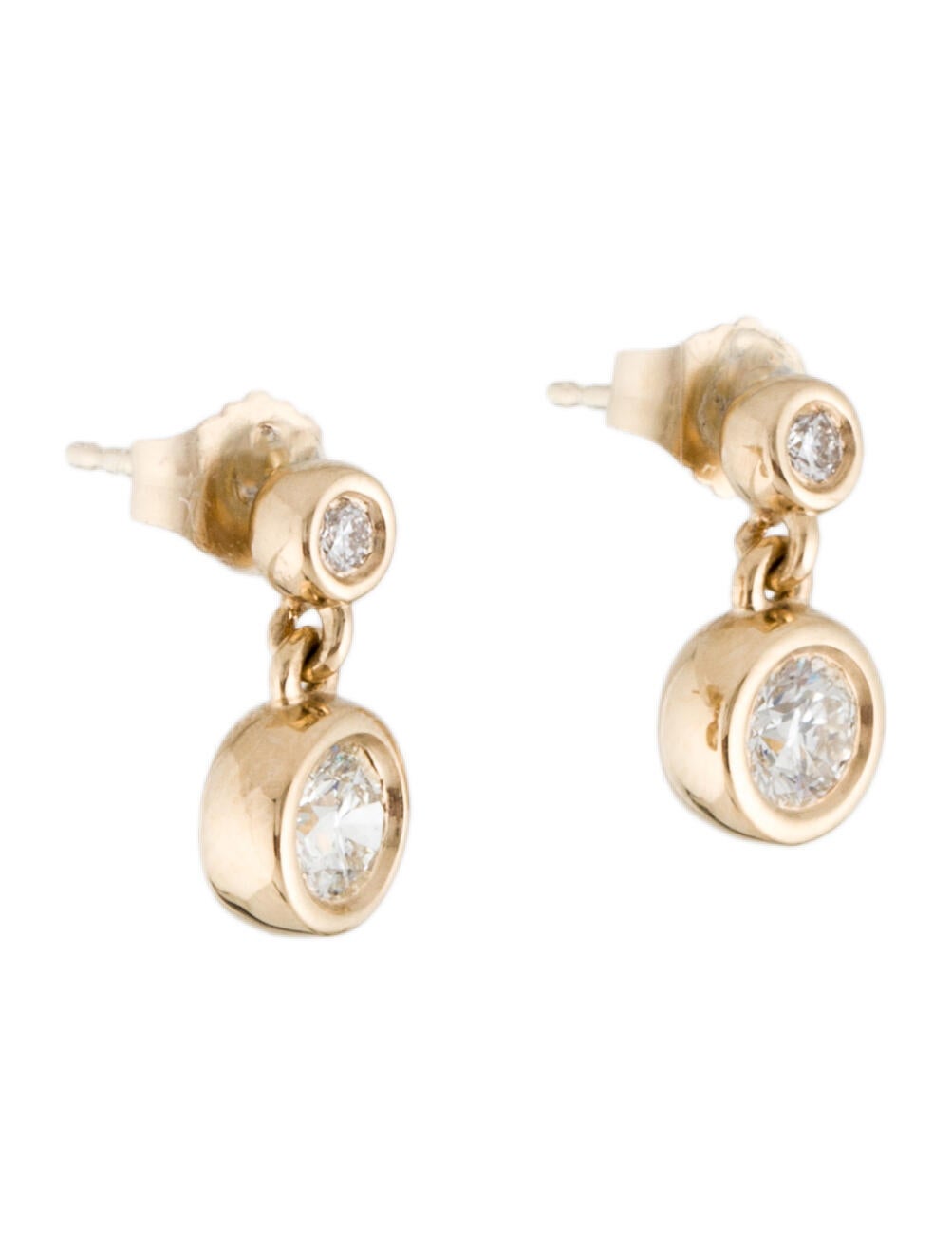 Earrings 14K Diamond Drop Earrings - 14K Yellow Gold Drop, Earrings ...