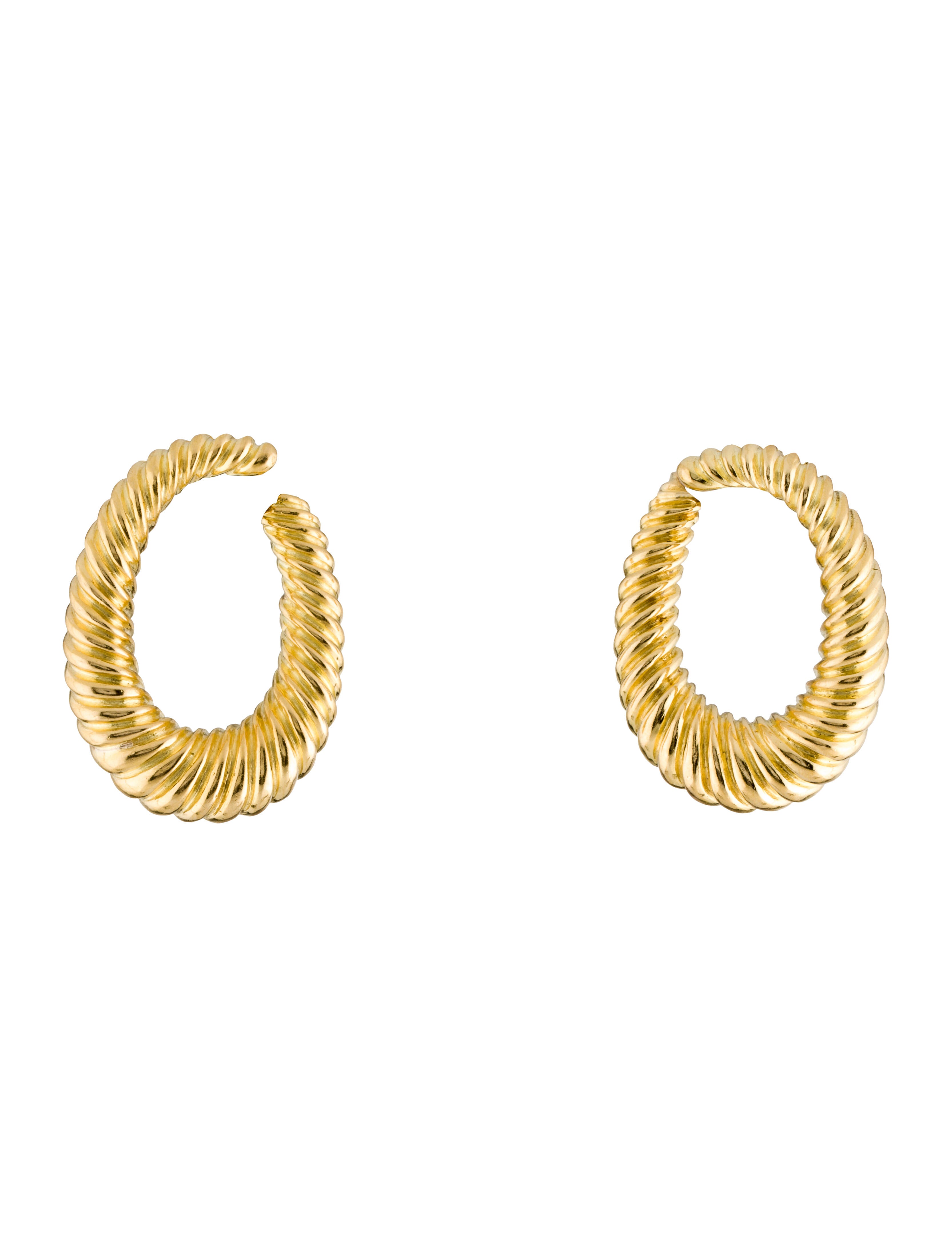 Earrings 18K Oval Shrimp Hoop Earrings - 18K Yellow Gold Drop, Earrings ...