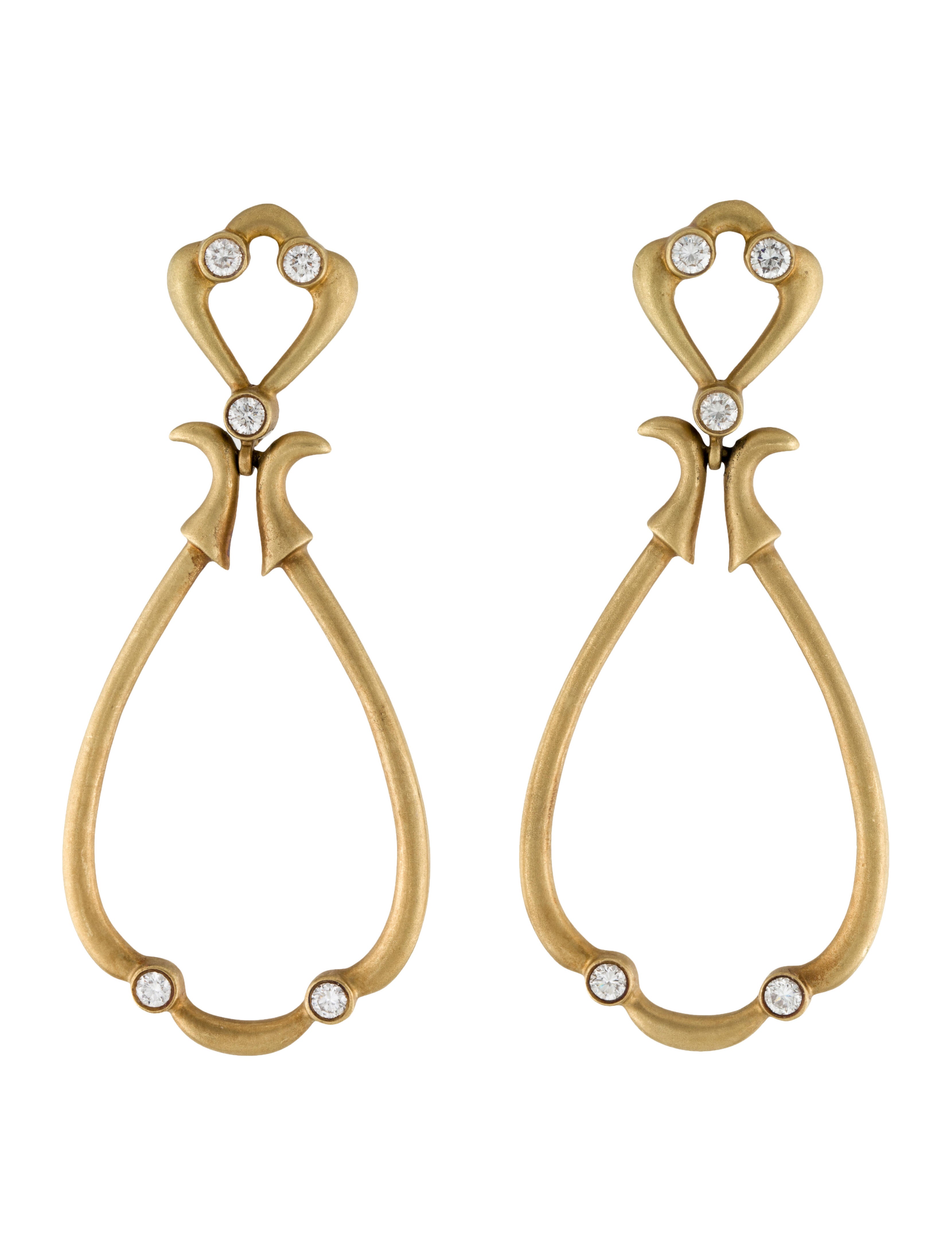 Earrings Elizabeth Rand 18K Diamond Drop Earrings - 18K Yellow Gold ...