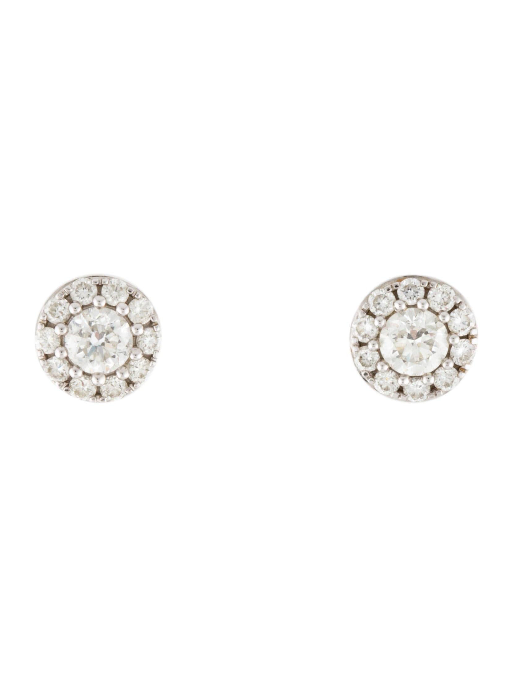 Earrings 14K Diamond Cluster Stud Earrings - Rhodium-Plated 14K White ...