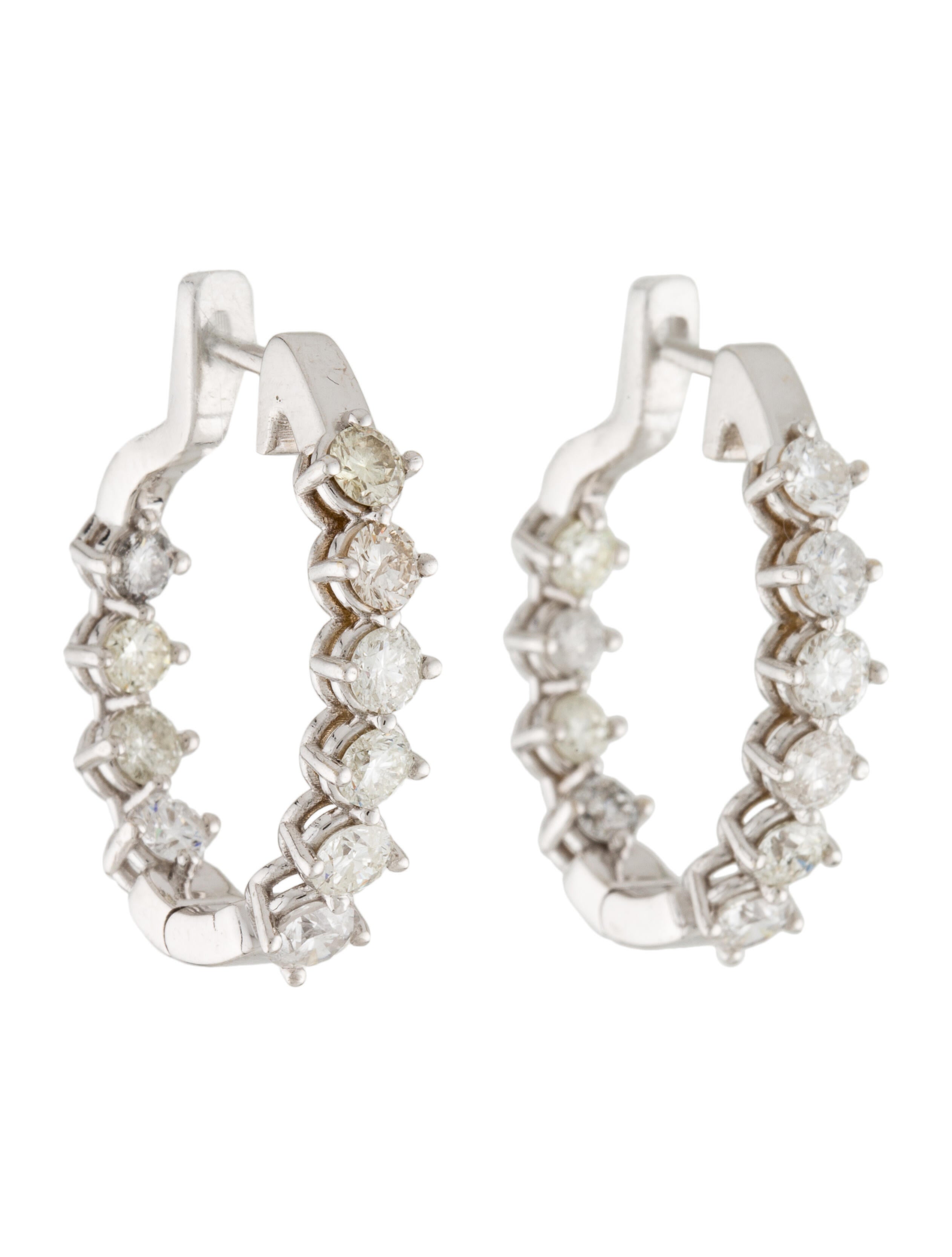 Earrings 18K 3.40ctw Diamond Inside-Out Hoop Earrings - Rhodium-Plated ...