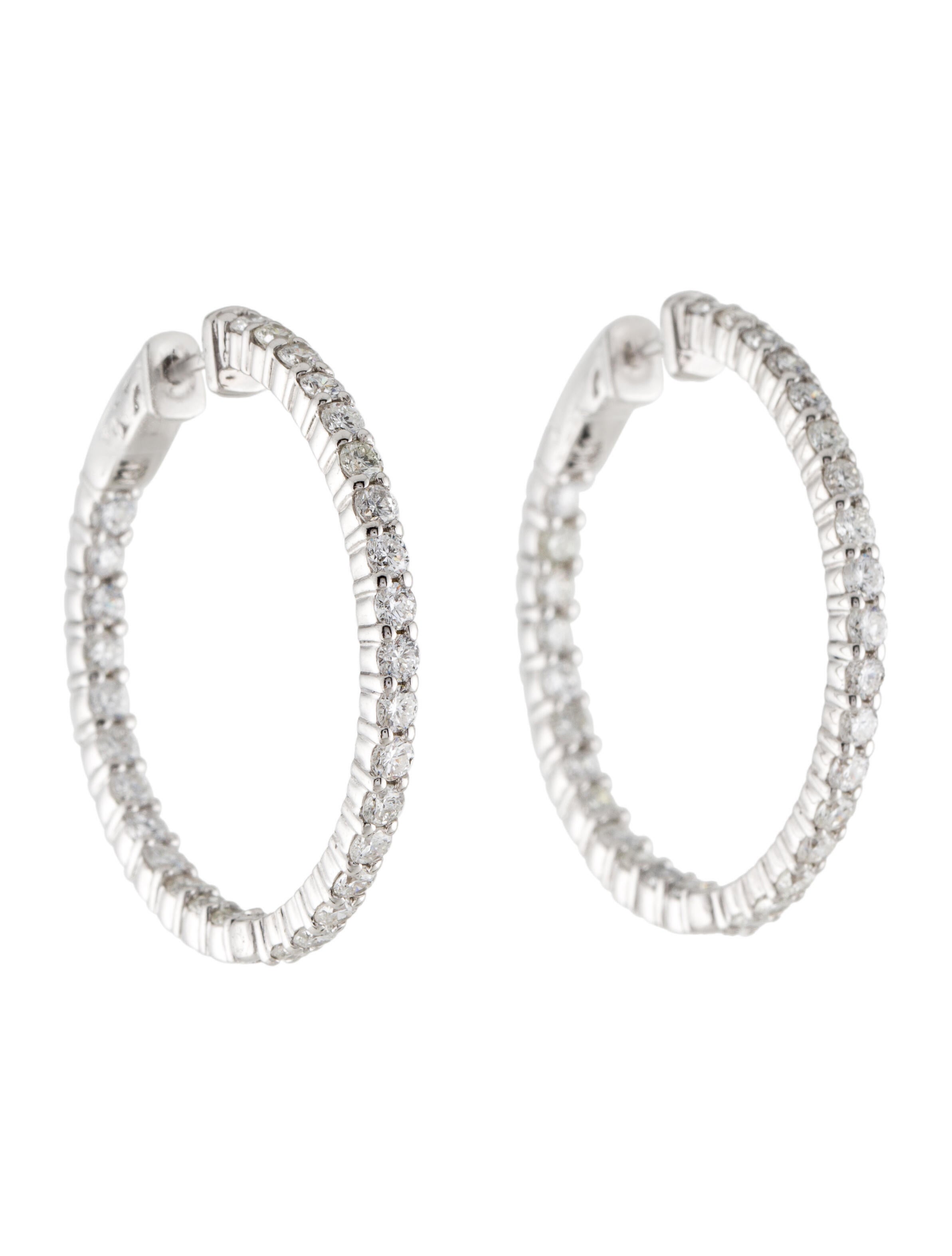 Roberto Coin 18K Diamond Small Inside-Out Hoop Earrings - Rhodium ...