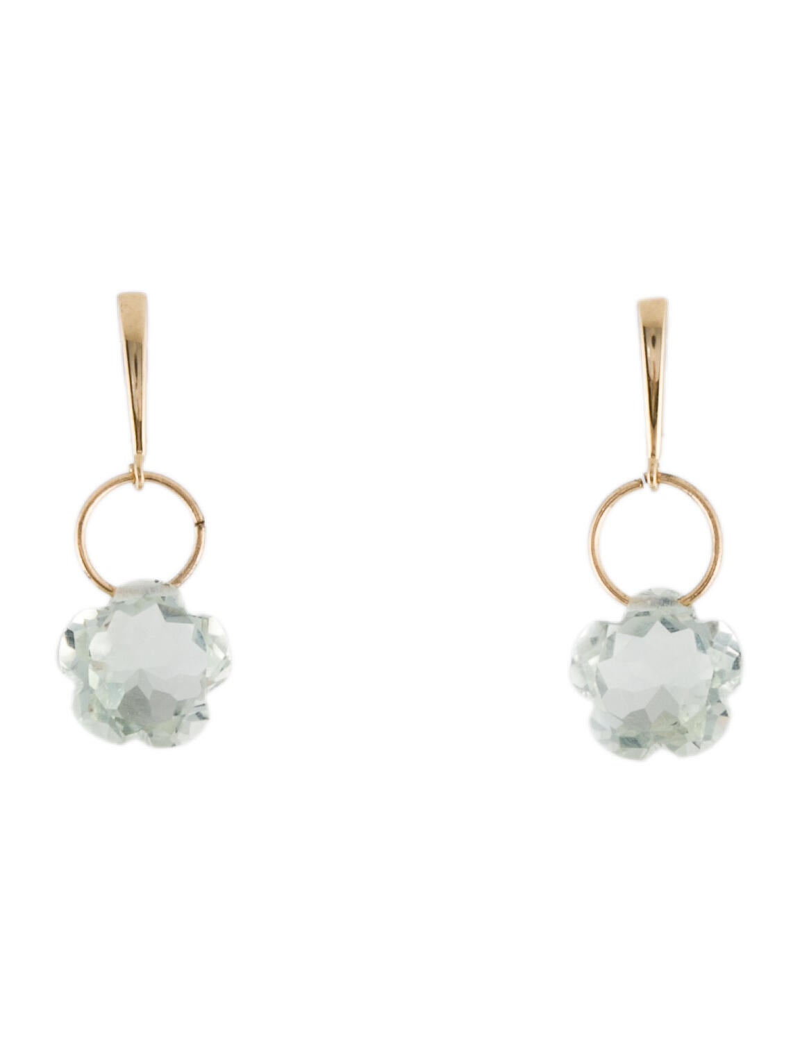 Earrings 14K Prasiolite Drop Earrings - 14K Yellow Gold Drop, Earrings ...