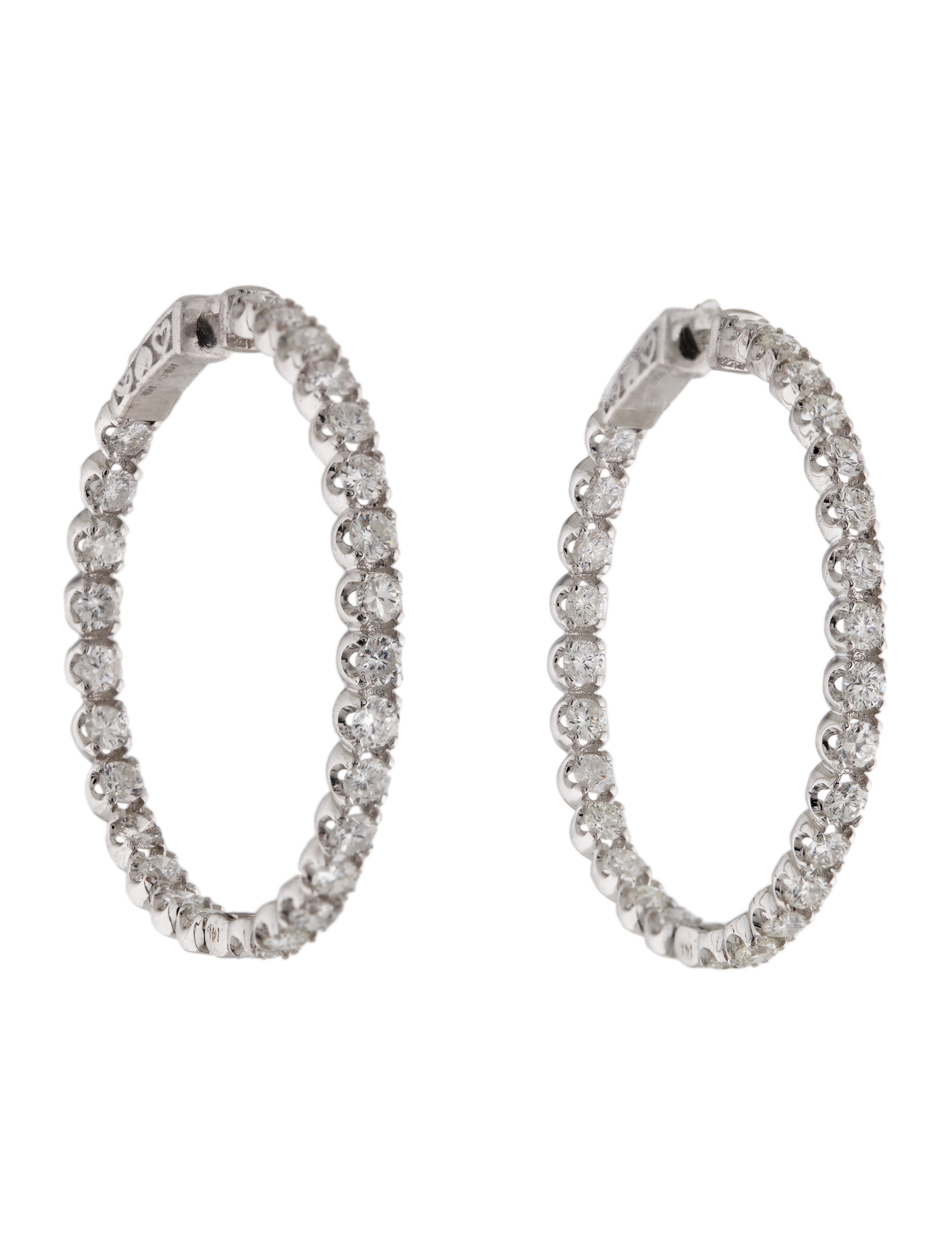 Marchesa 14K 4.42ctw Diamond Inside-Out Hoop Earrings - 14K White Gold ...