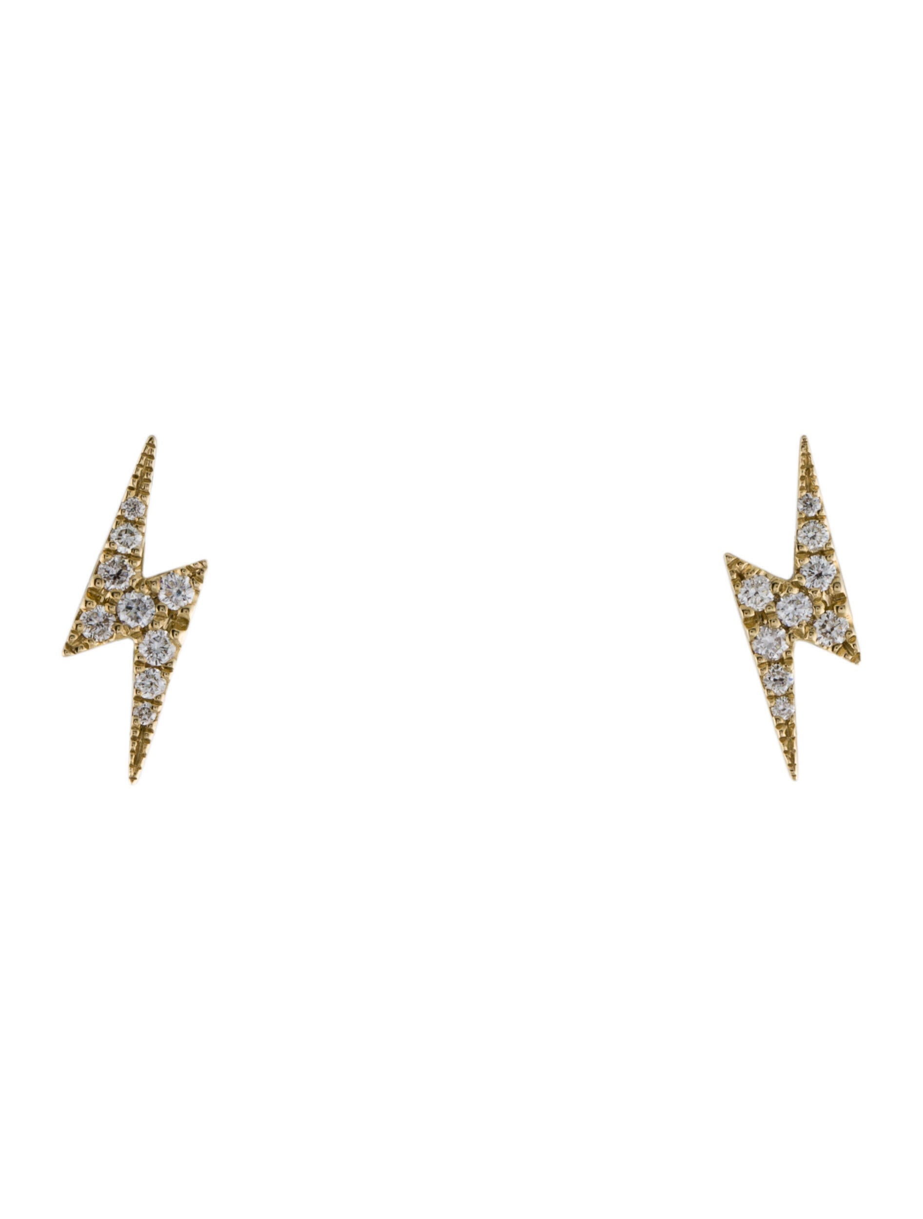 Earrings 14K Diamond 'Lightening' Stud Earrings - 14K Yellow Gold Stud ...