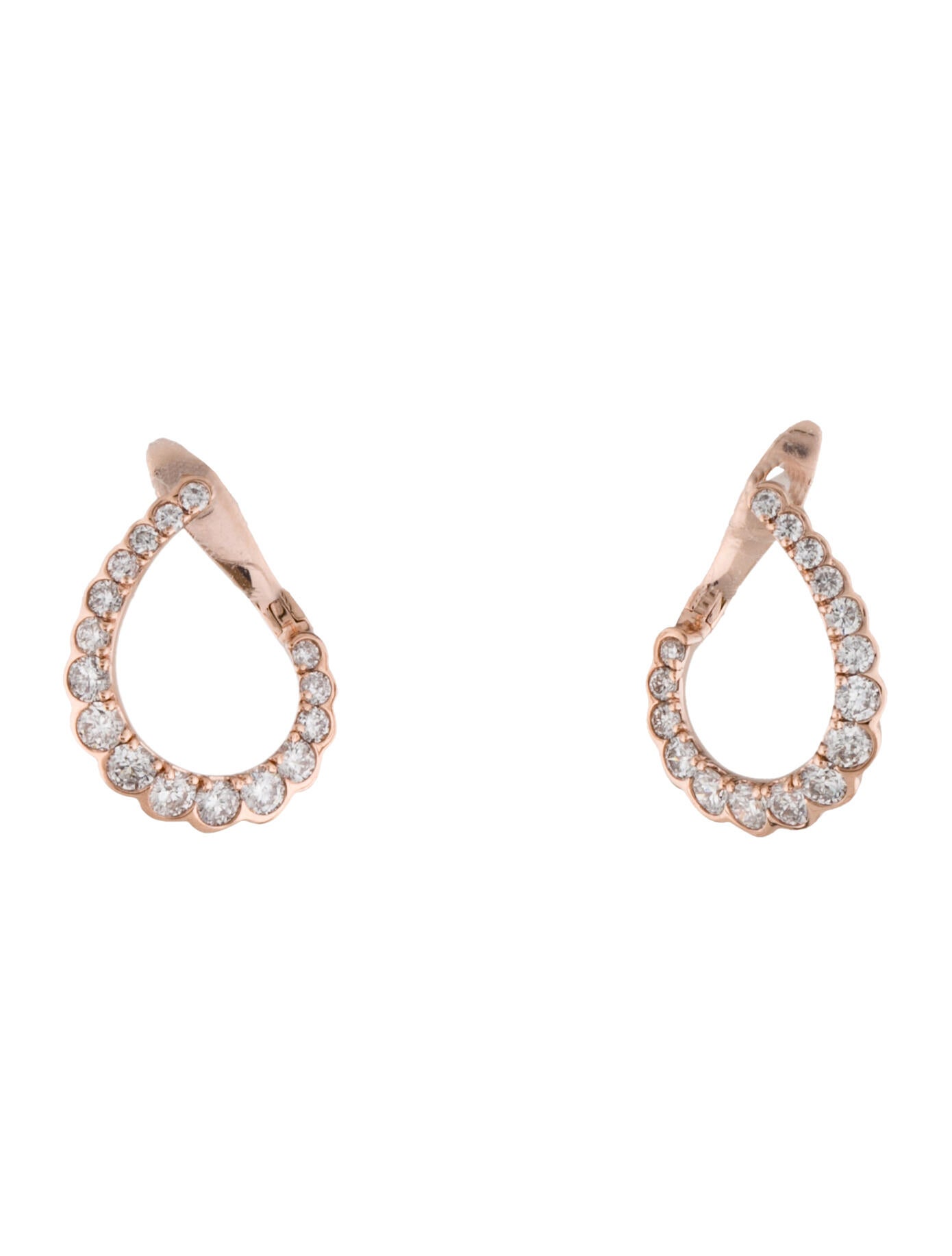 Earrings 14K Diamond Front Facing Hoop Earrings - 14K Rose Gold Hoop ...