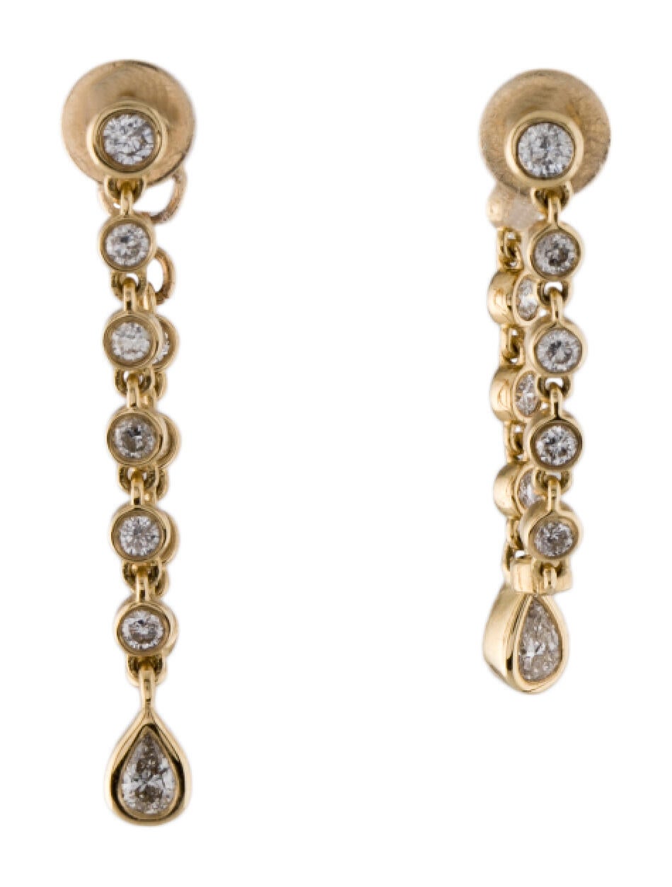 Earrings 14K Diamond Chain Drop Earrings - 14K Yellow Gold Drop ...