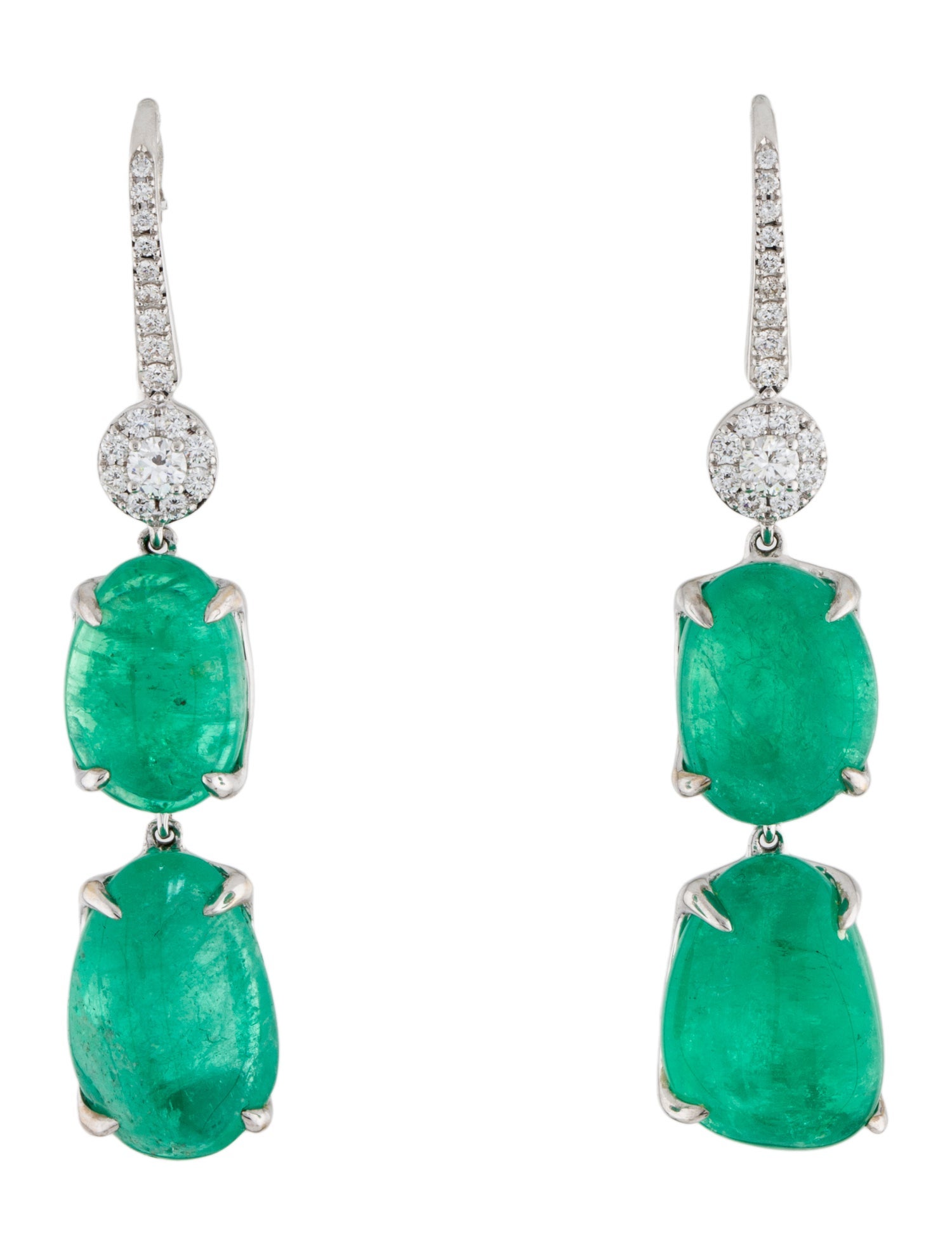 Emsaru 18K Emerald & Diamond Drop Earrings - 18K White Gold Drop ...