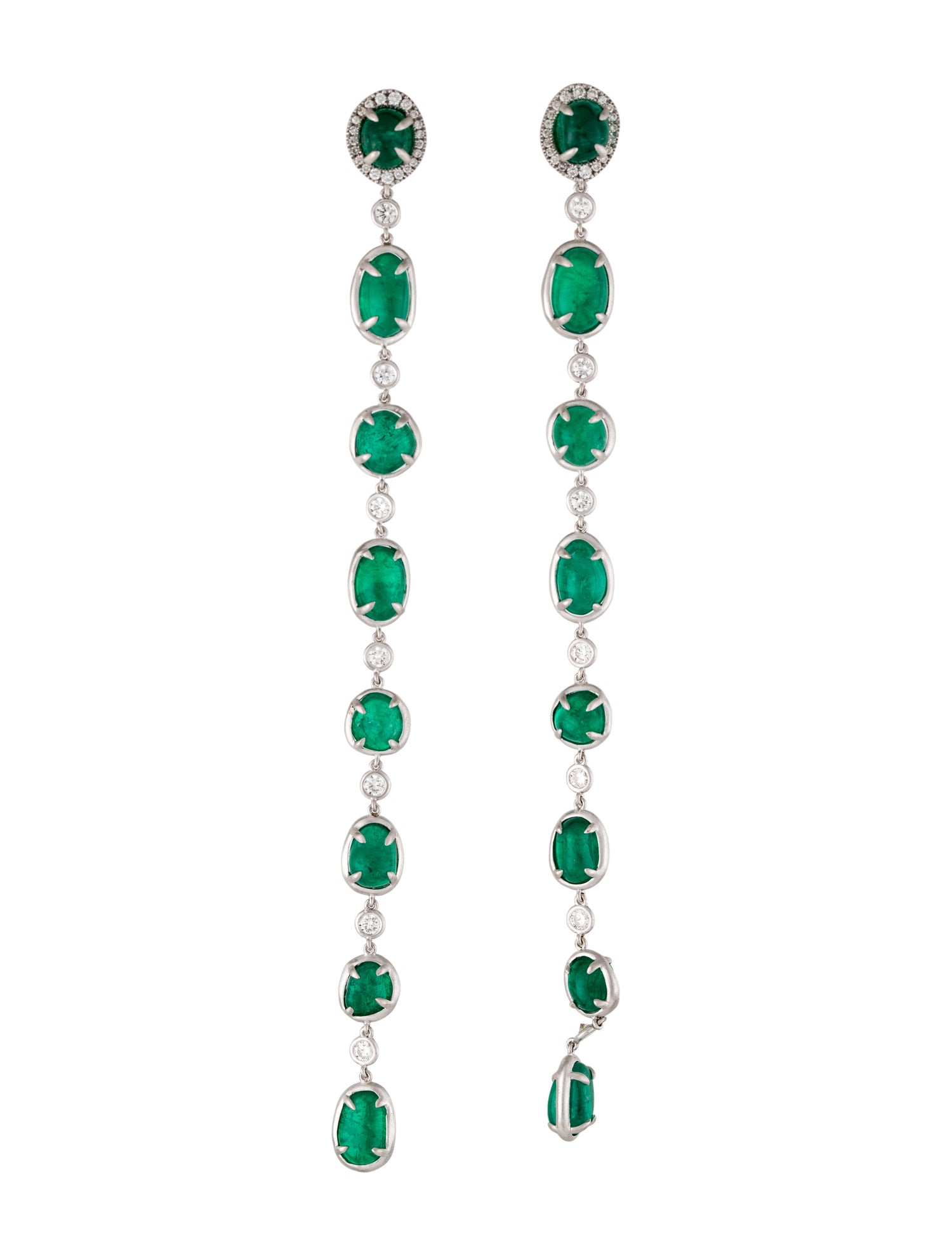 Earrings 18K Emerald & Diamond Drop Earrings - Drop, Earrings ...
