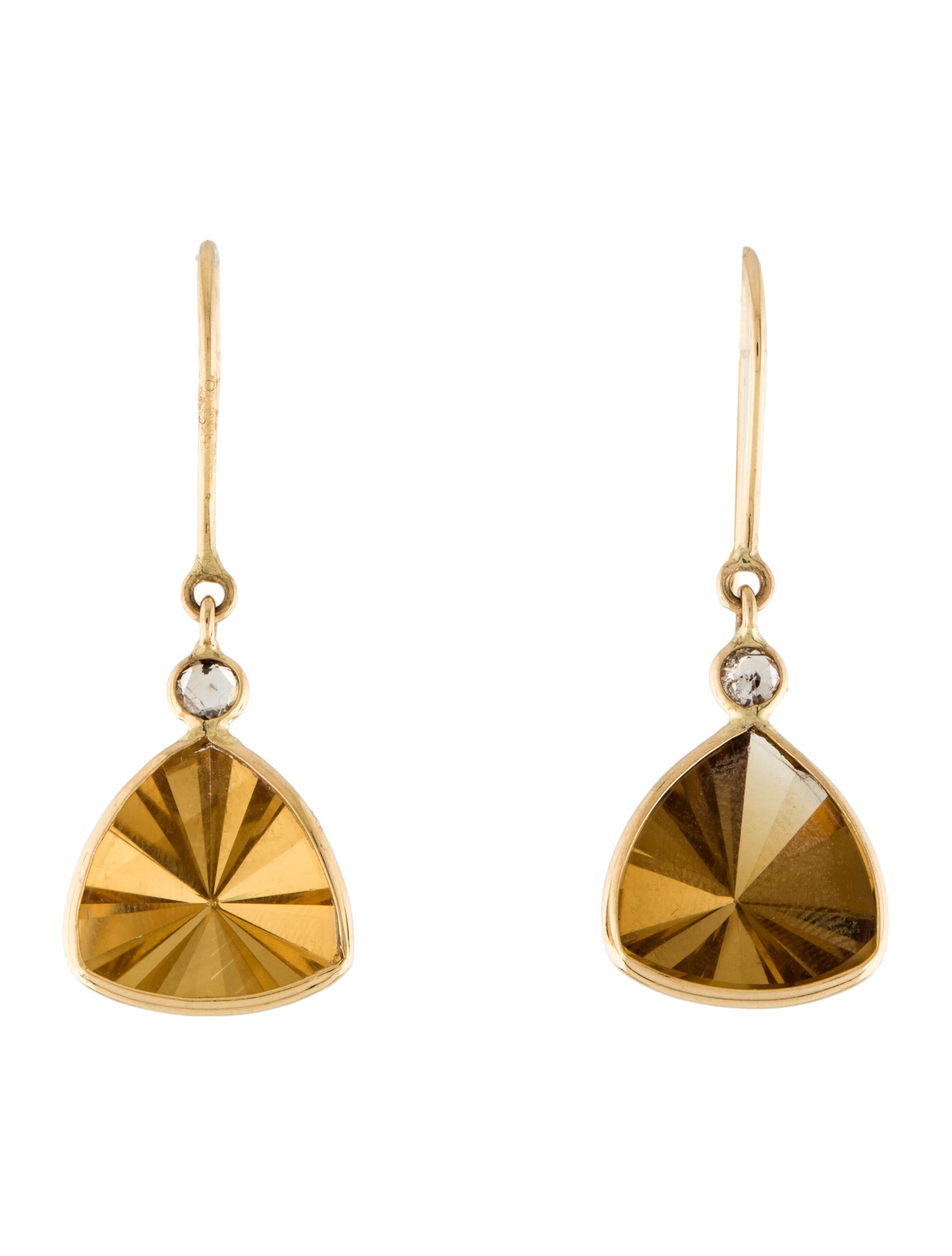 Earrings 14K Citrine Drop Earrings - 14K Yellow Gold Drop, Earrings ...