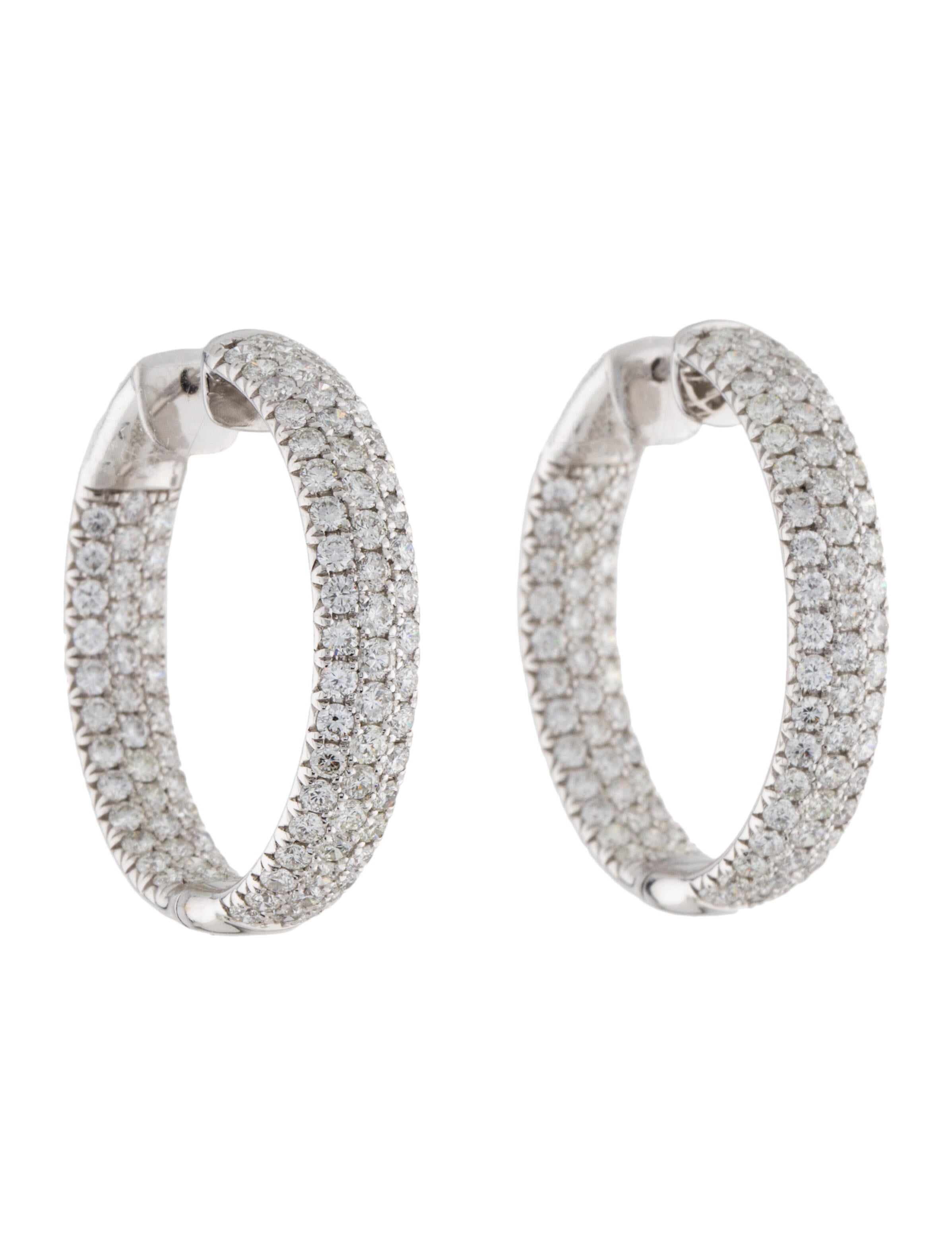 Earrings 14K Diamond Inside-Out Hoop Earrings - Rhodium-Plated 14K ...
