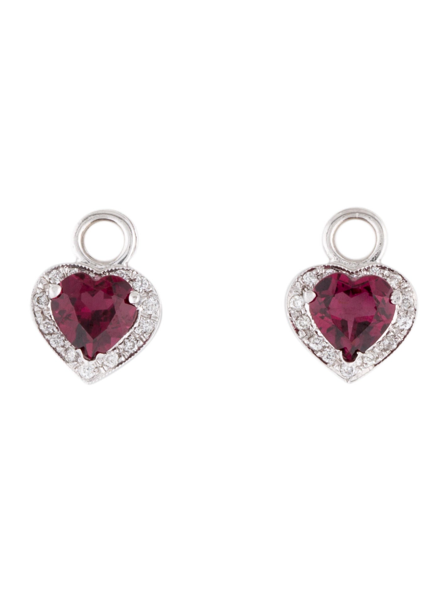 Earrings 18K 2.06ctw Rhodolite & Diamond Earring Enhancers - Rhodium ...