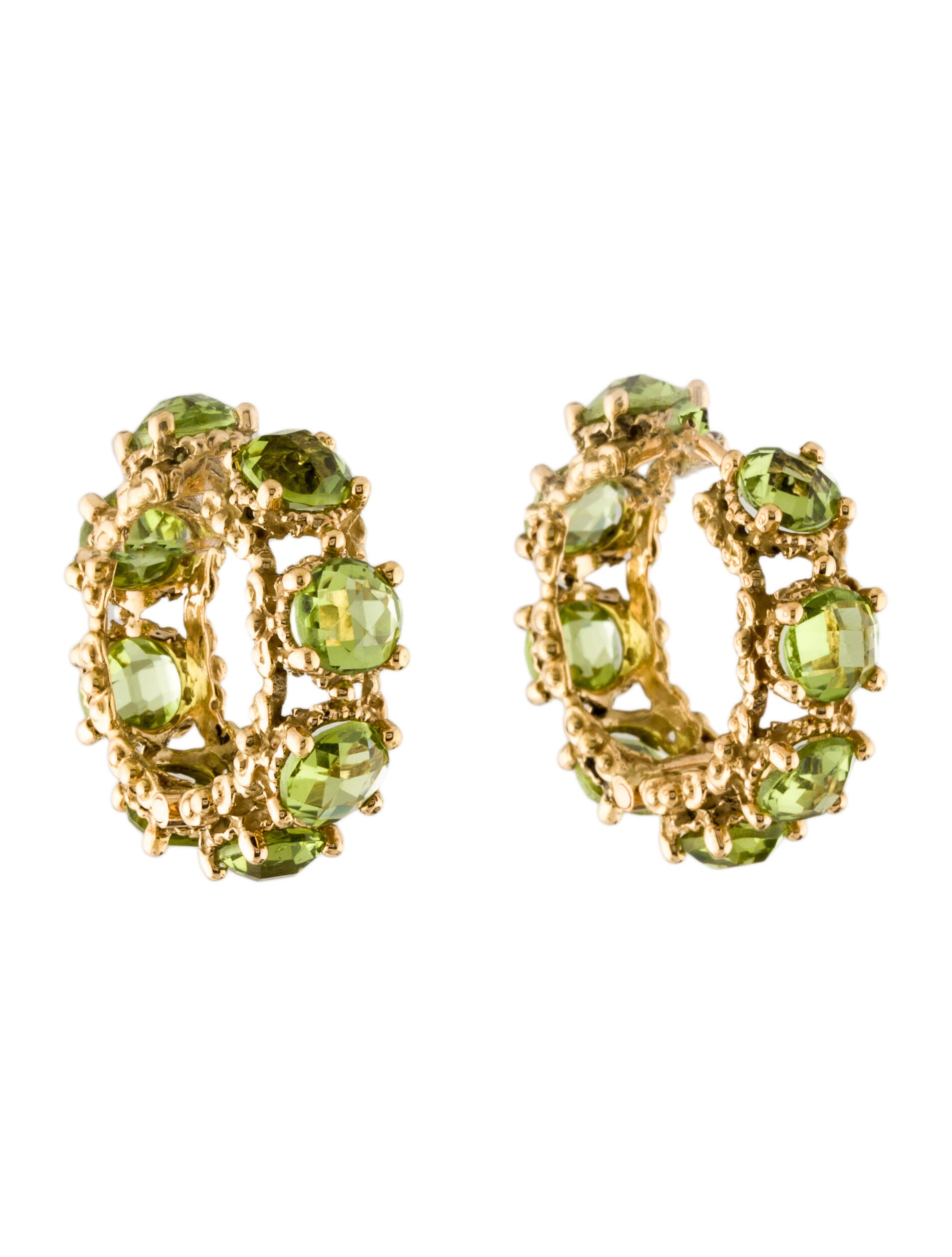 Earrings 18K Peridot Hoop Earrings - 18K Yellow Gold Hoop, Earrings ...