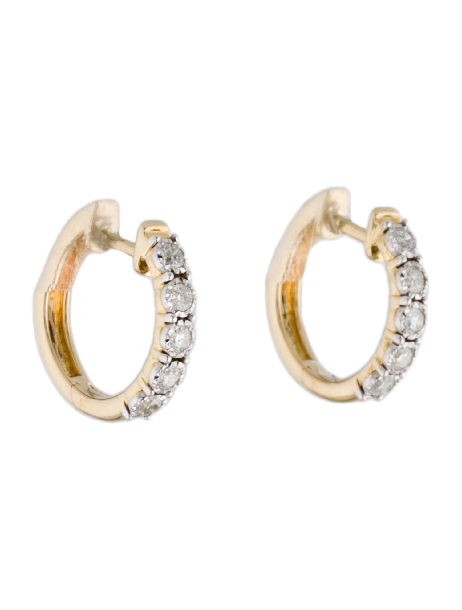 Earrings 14K Diamond Mini Hoop Earrings - 14K Yellow Gold Hoop ...