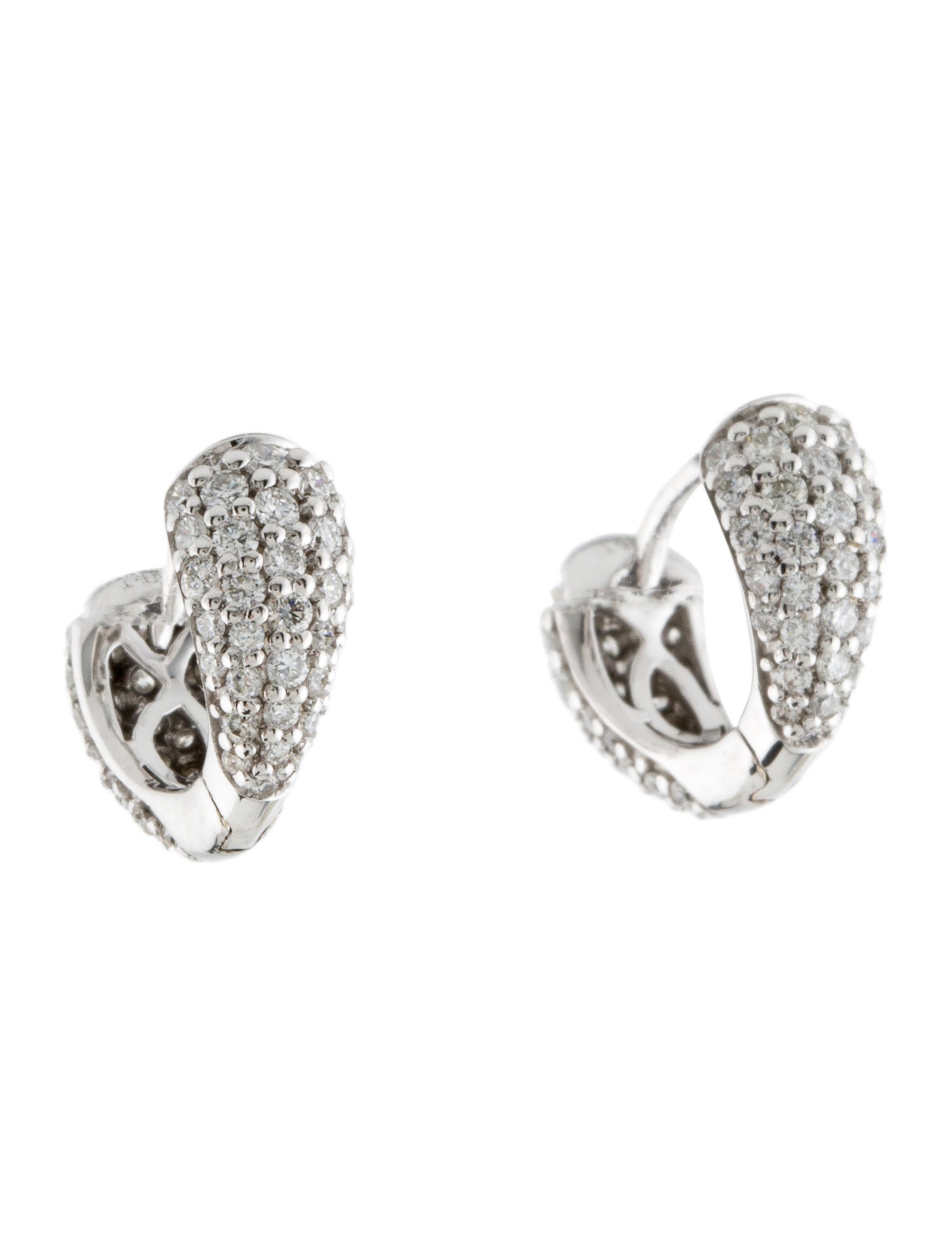 Earrings 14K Diamond Huggie Hoop Earrings - 14K White Gold Hoop ...