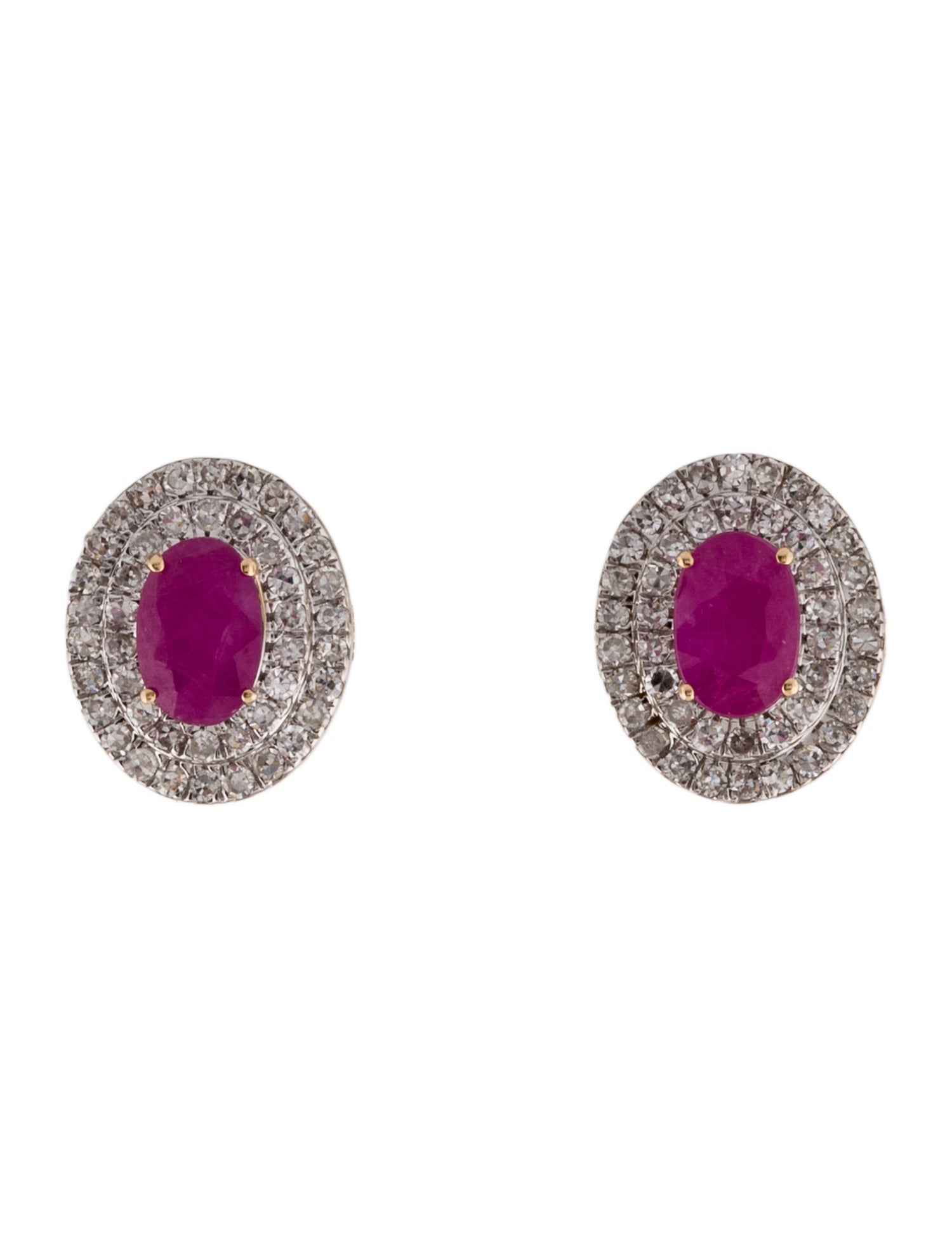 Earrings 14K 1.43ctw Ruby & Diamond Stud Earrings - 14K Yellow Gold Stud, Earrings - EARRI259103 ...