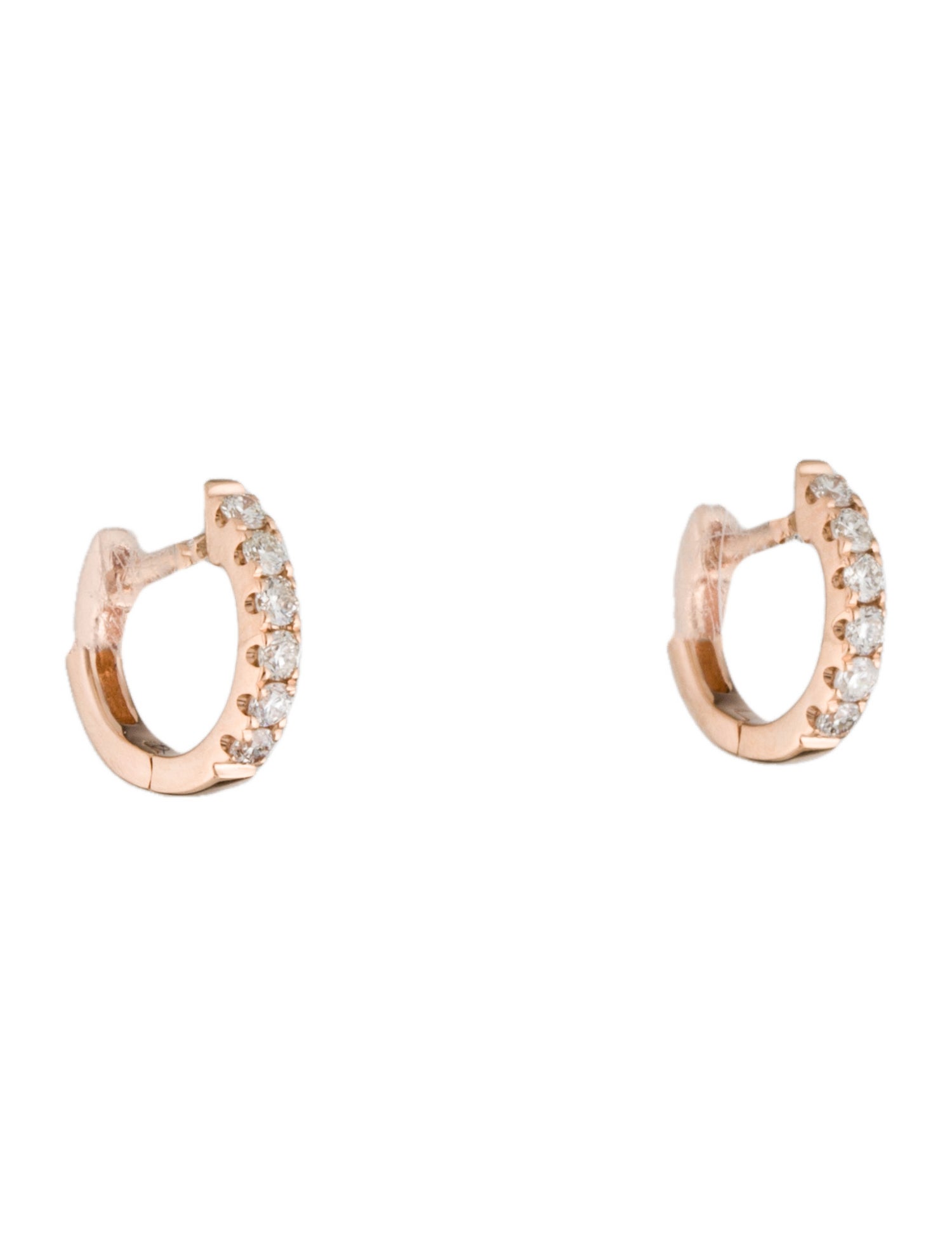 Earrings 14K Diamond Huggie - 14K Rose Gold Huggie, Earrings ...