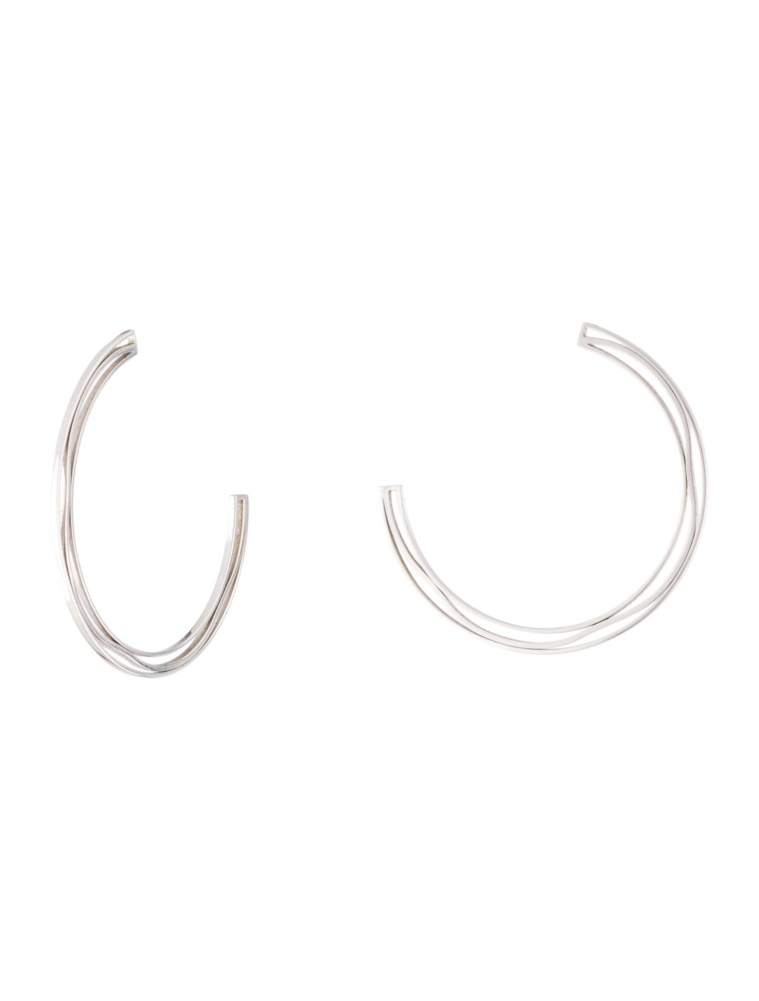 Earrings 18K Front Hoop Earrings - Rhodium-Plated 18K White Gold Hoop ...