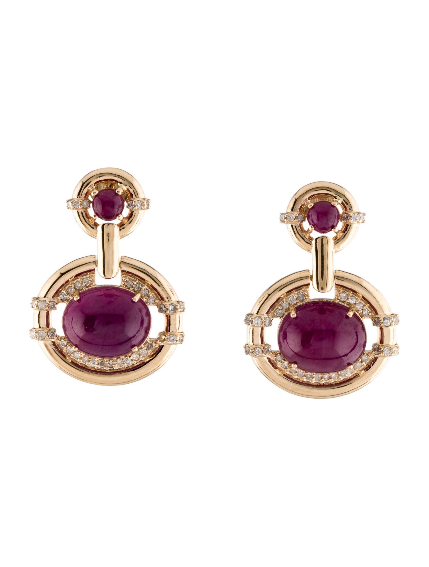 Earrings 14K 13.24ctw Ruby & Diamond Drop Earrings - 14K Yellow Gold ...
