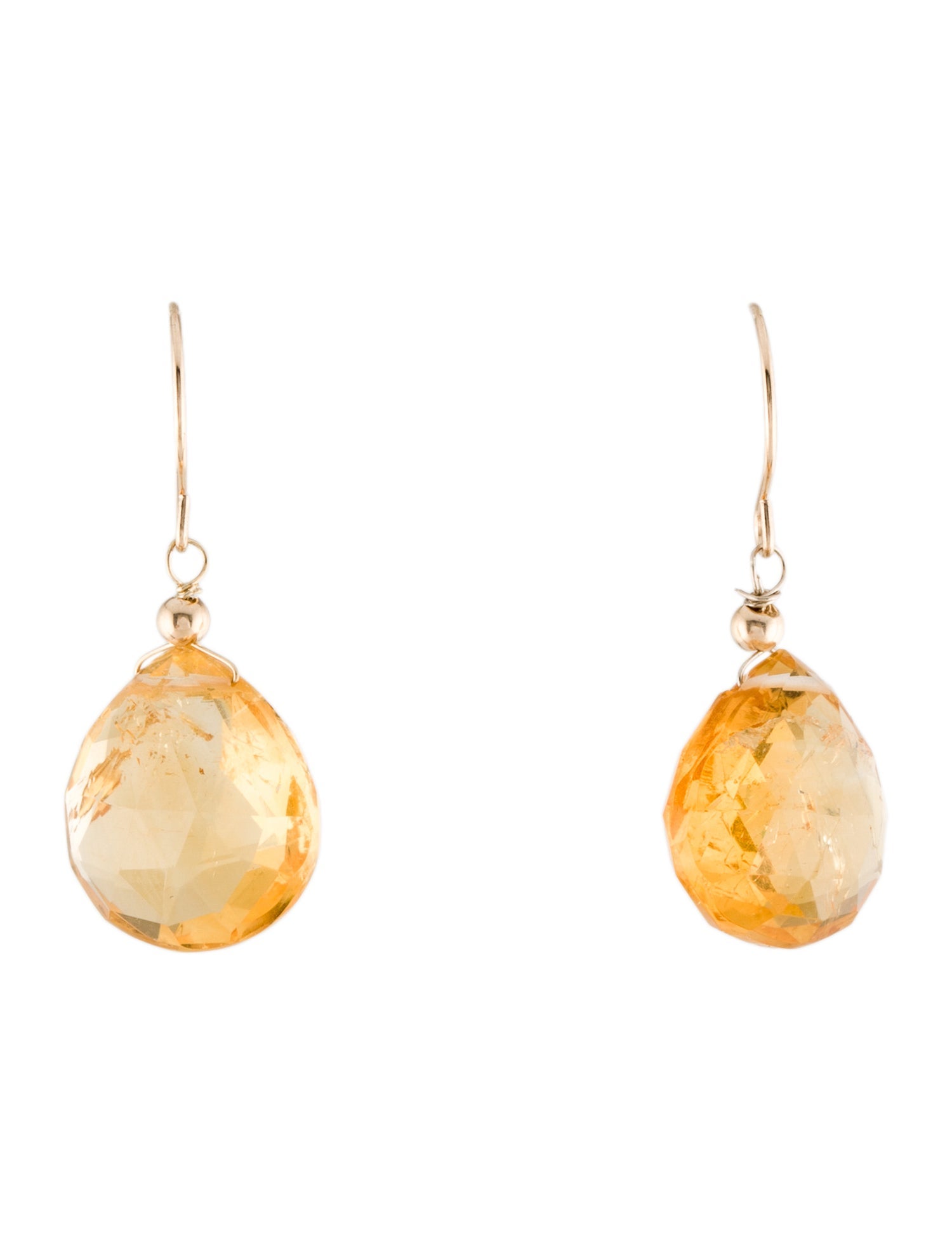 Earrings 14K Citrine Drop Earrings - 14K Yellow Gold Drop, Earrings ...